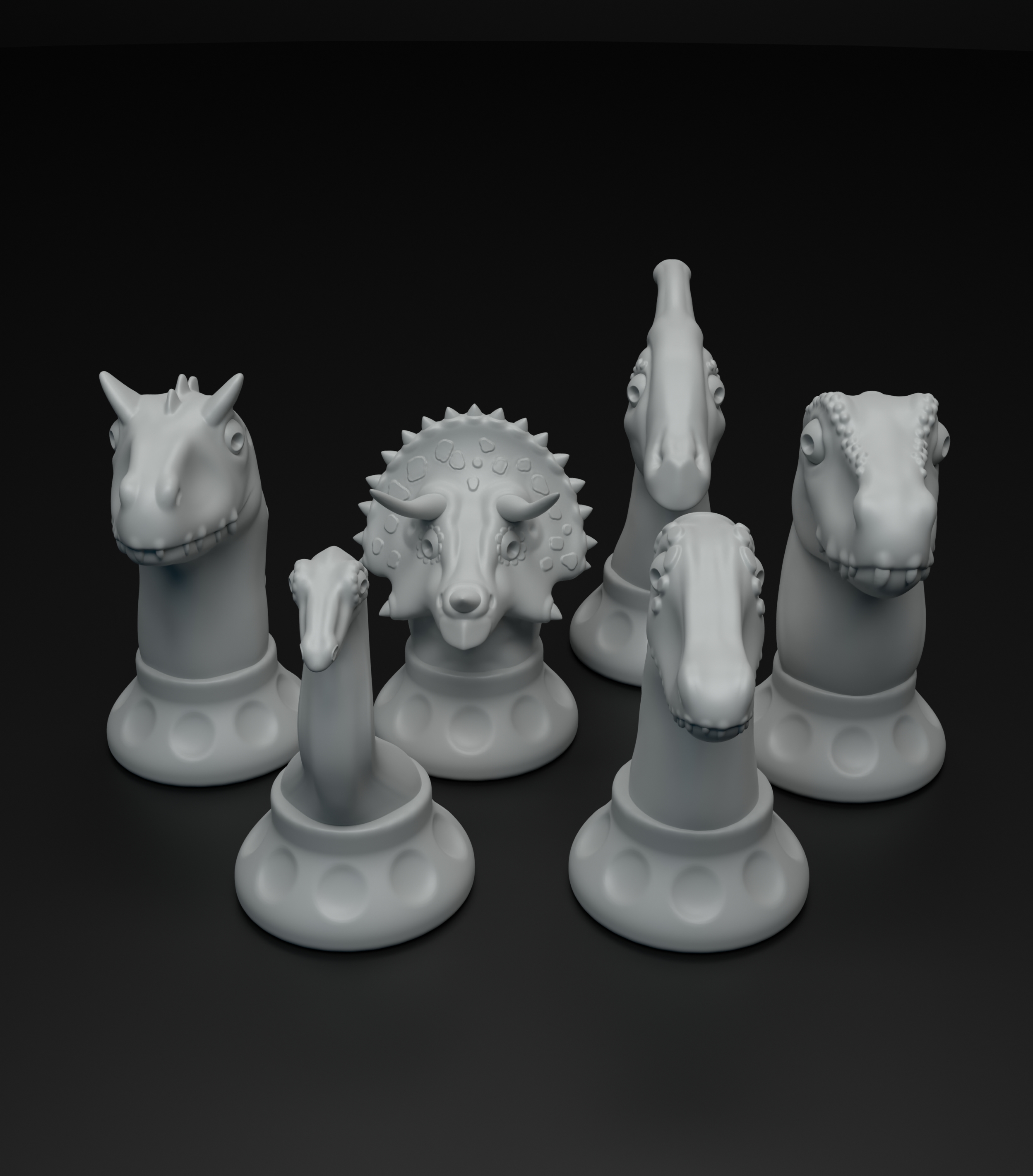 🦖 Cute dinosaur chess pieces set・ 3D File for ・Cults