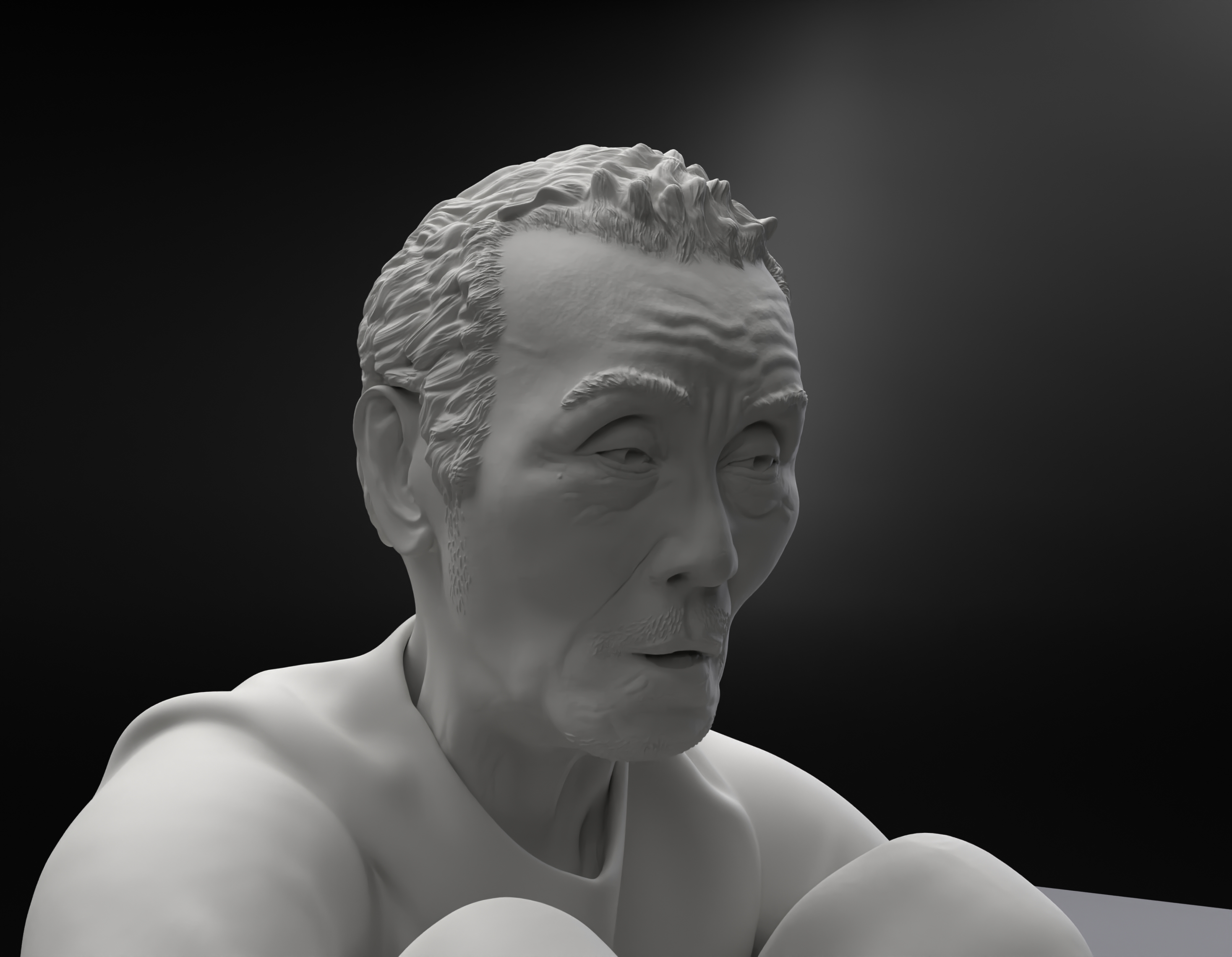 🦑 Squid Game player 001 Oh Il-Nam sitting sad・Free 3D File for ・Cults