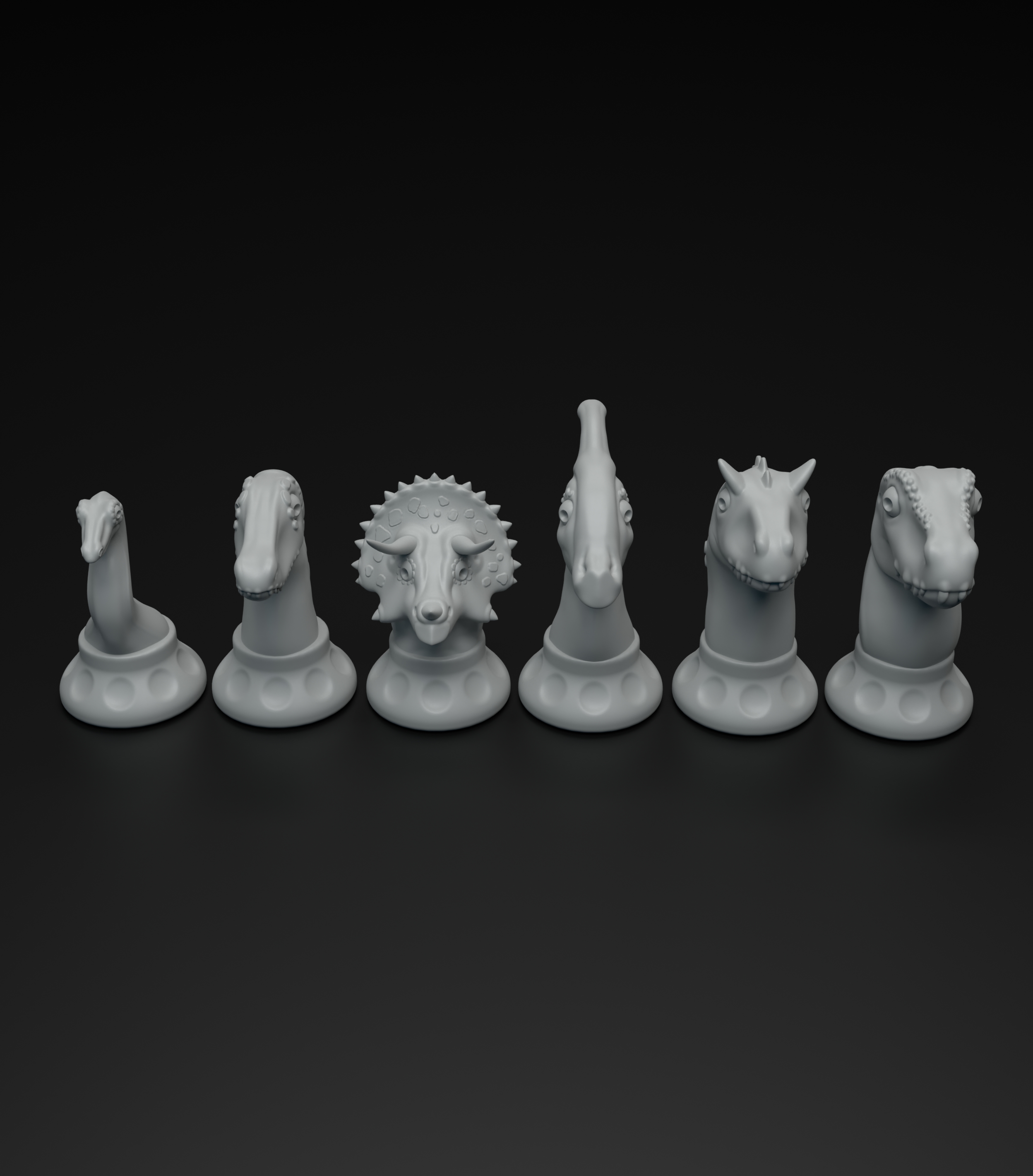 🦖 Cute dinosaur chess pieces set・ 3D File for ・Cults