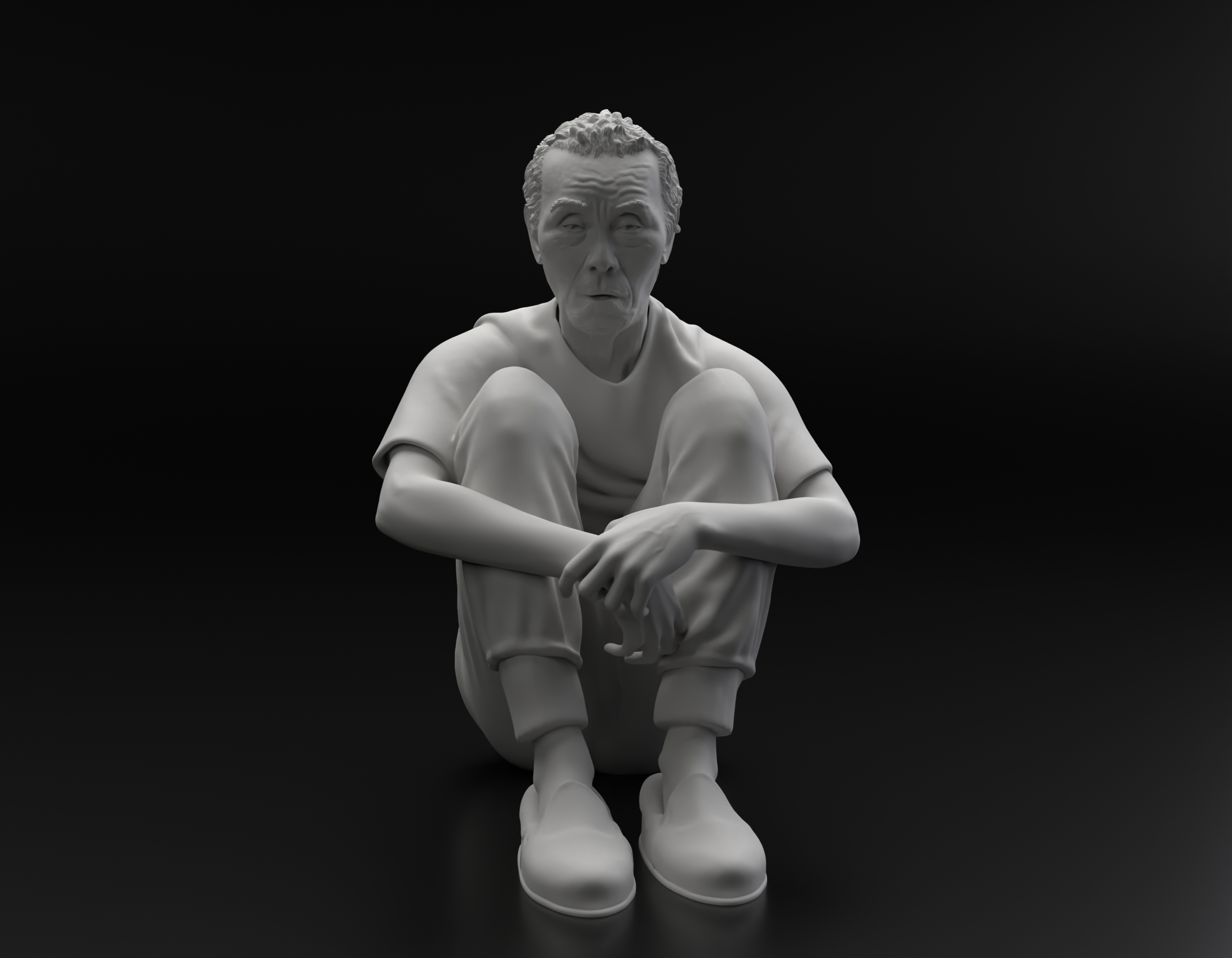 🦑 Squid Game player 001 Oh Il-Nam sitting sad・Free 3D File for ・Cults