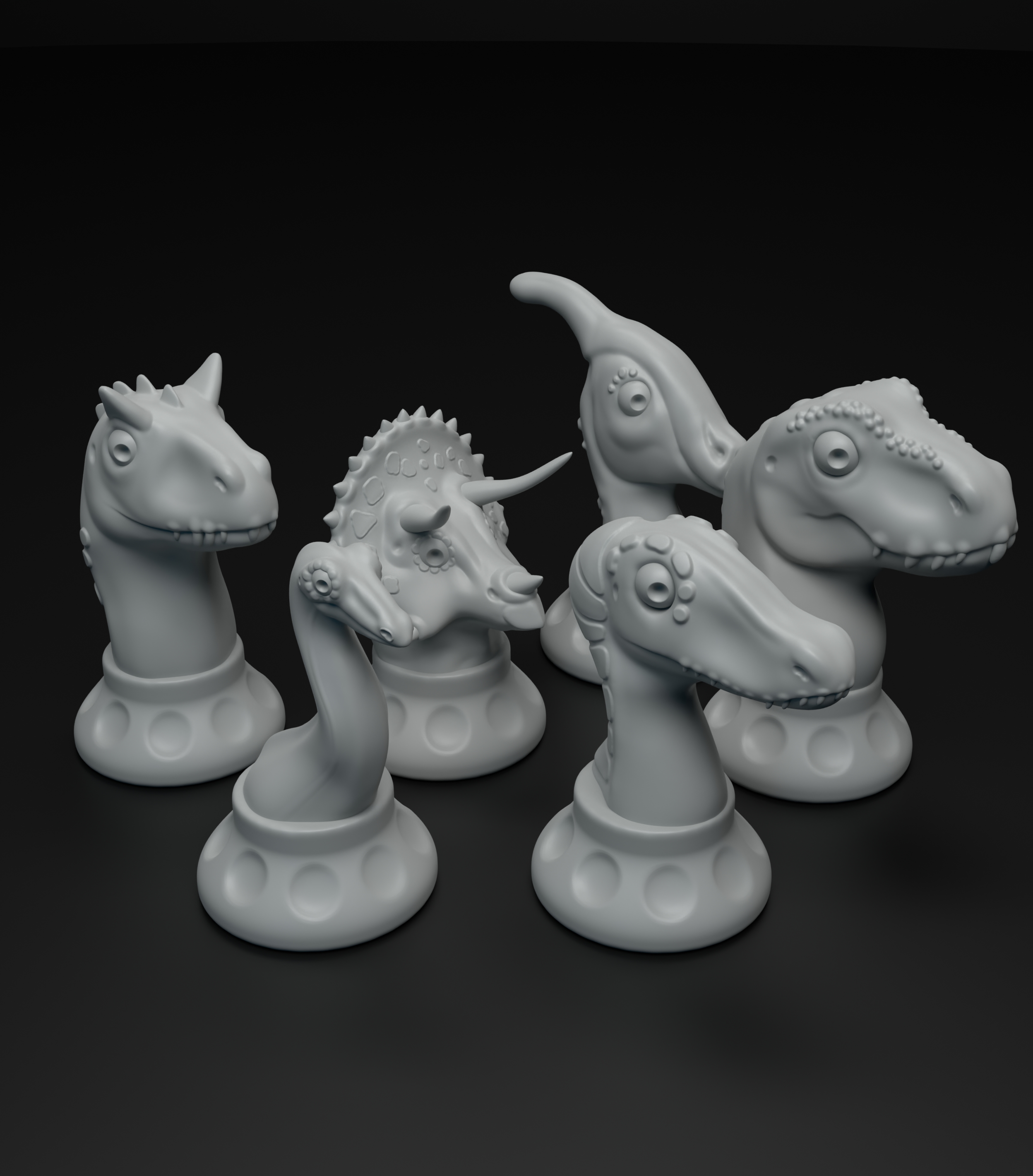 🦖 Cute dinosaur chess pieces set・ 3D File for ・Cults