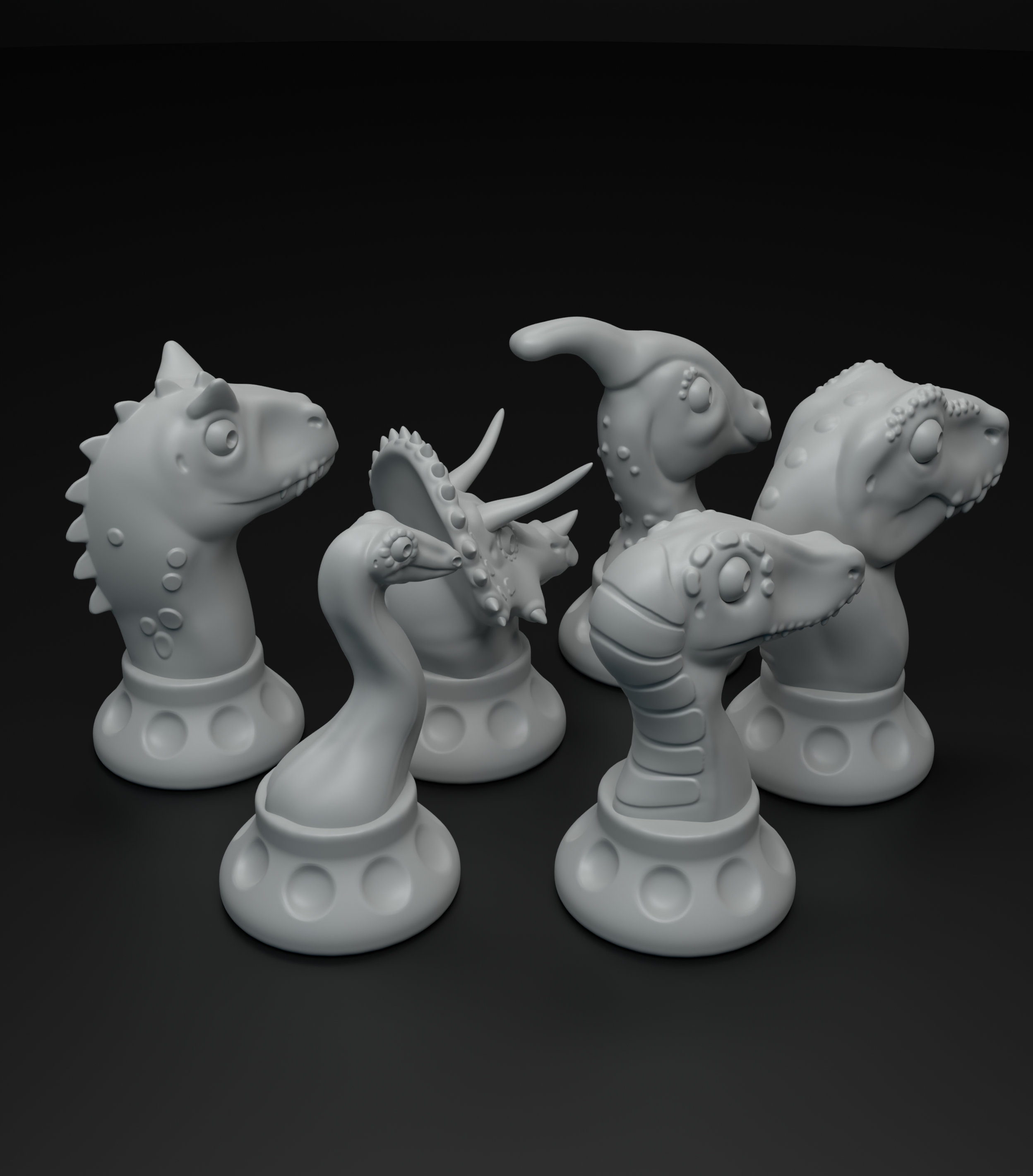 🦖 Cute dinosaur chess pieces set・ 3D File for ・Cults