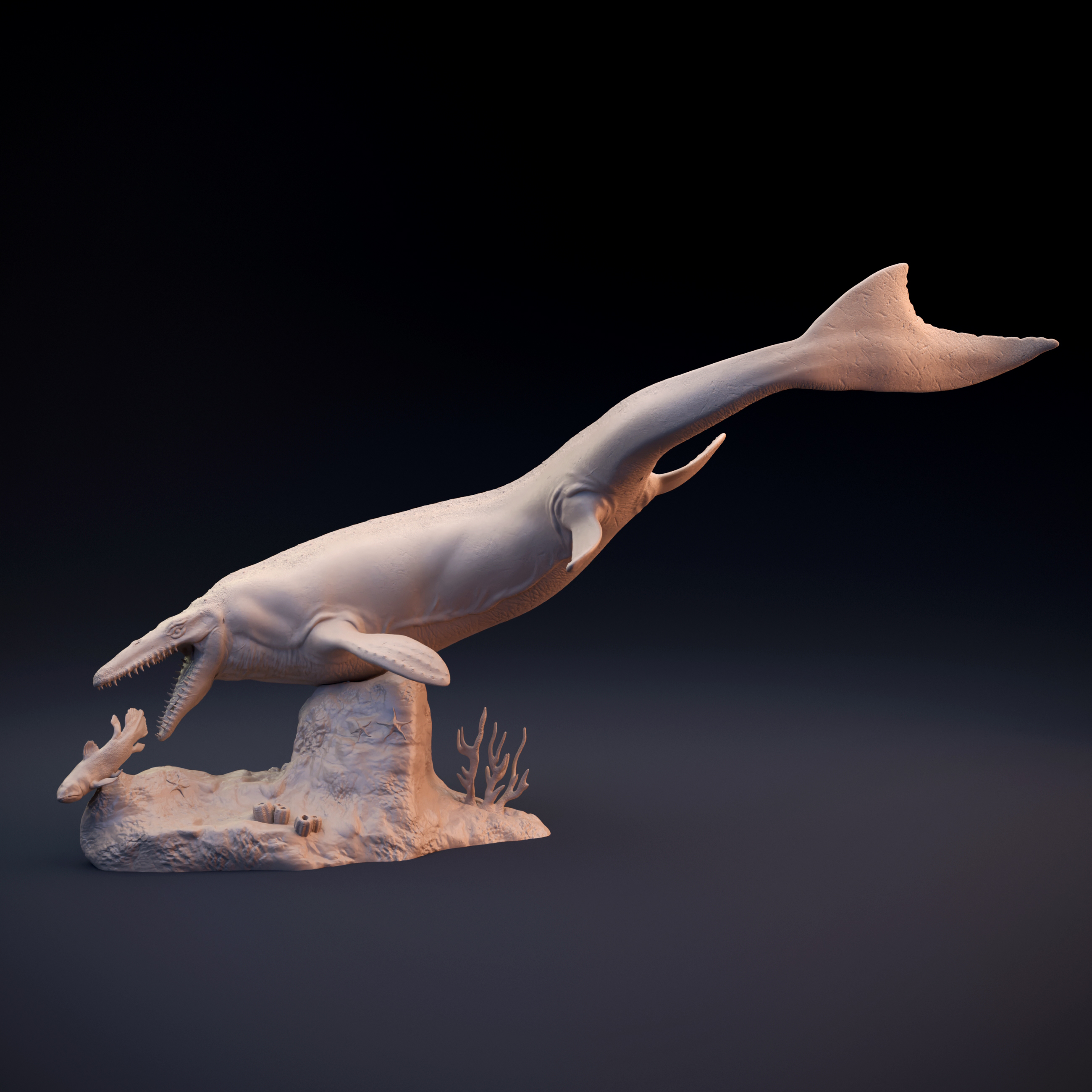 🦎 Mosasaur hunting Coelacanth・ 3D File for ・Cults