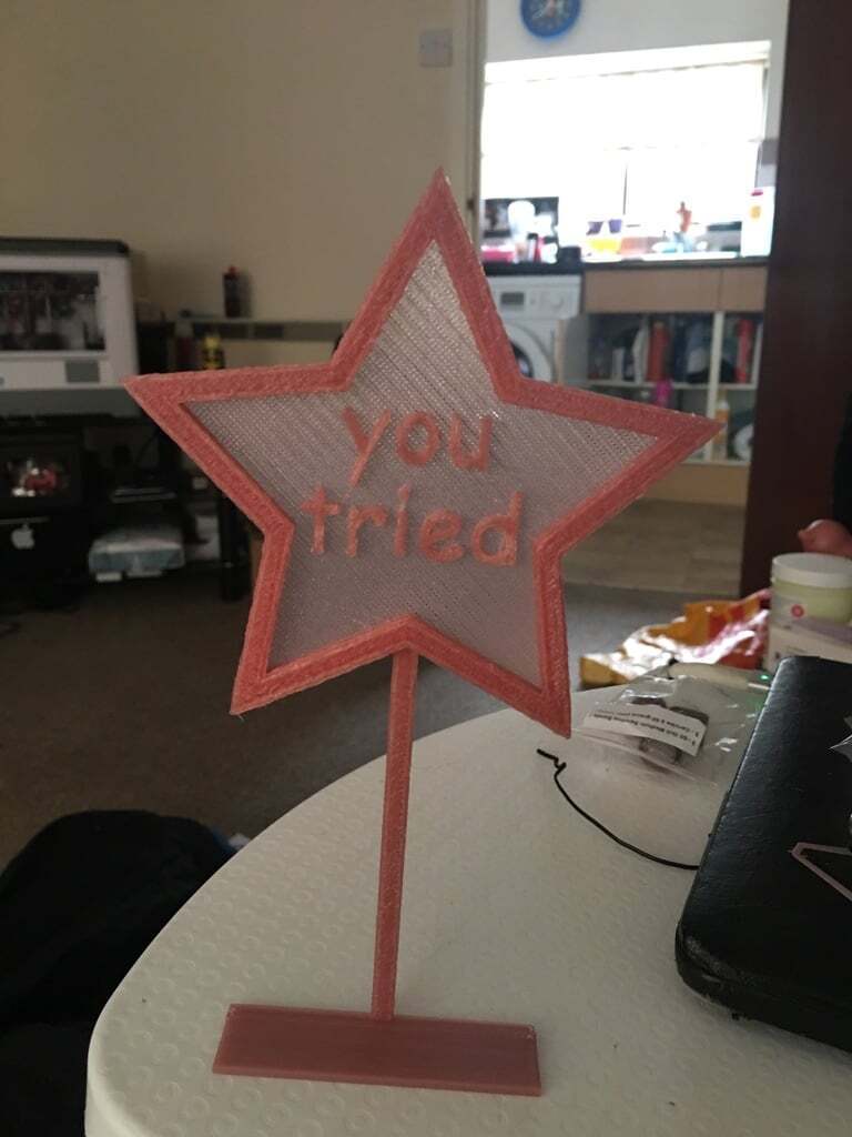 3D printed 'you tried' comic sans trophy・Cults