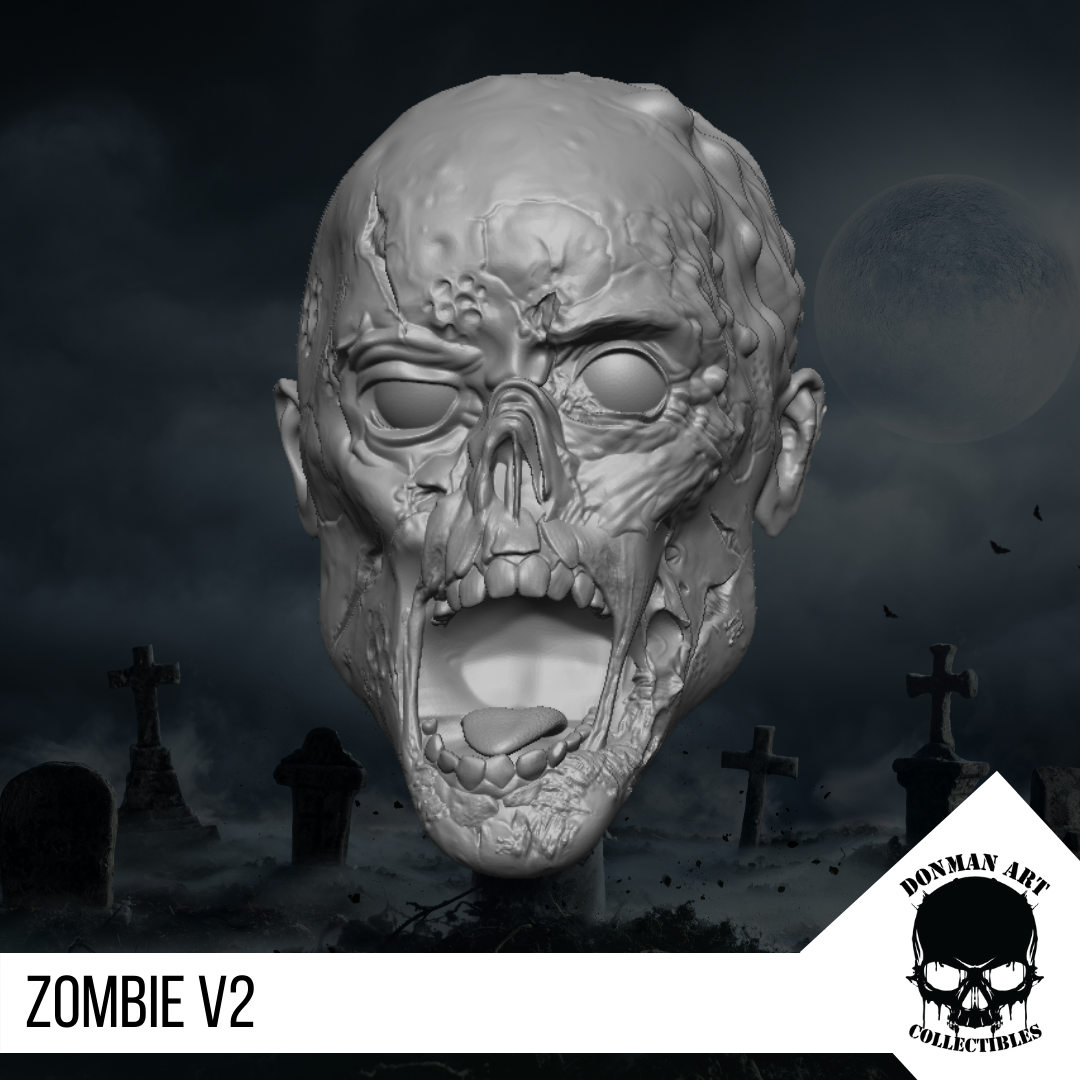 🧟 The Zombie V2 Head for action figures・ STL File for ・Cults