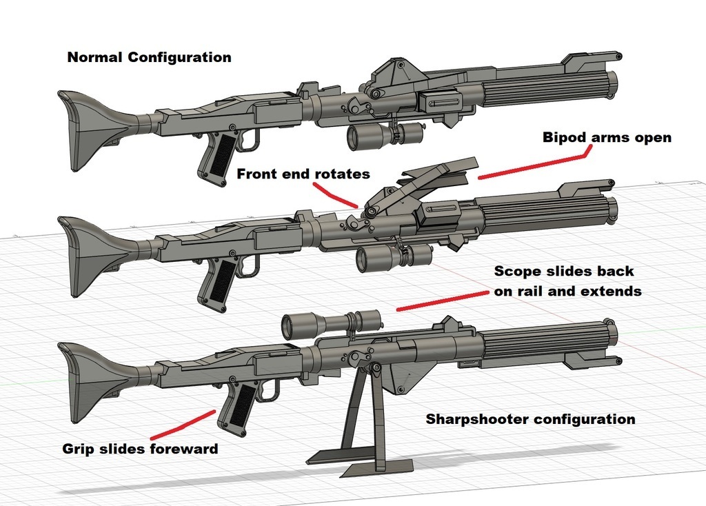 ⭐ Sharpshooter mode and mid transformation versions Star Wars DC15 A rifle with enhanced detail ...