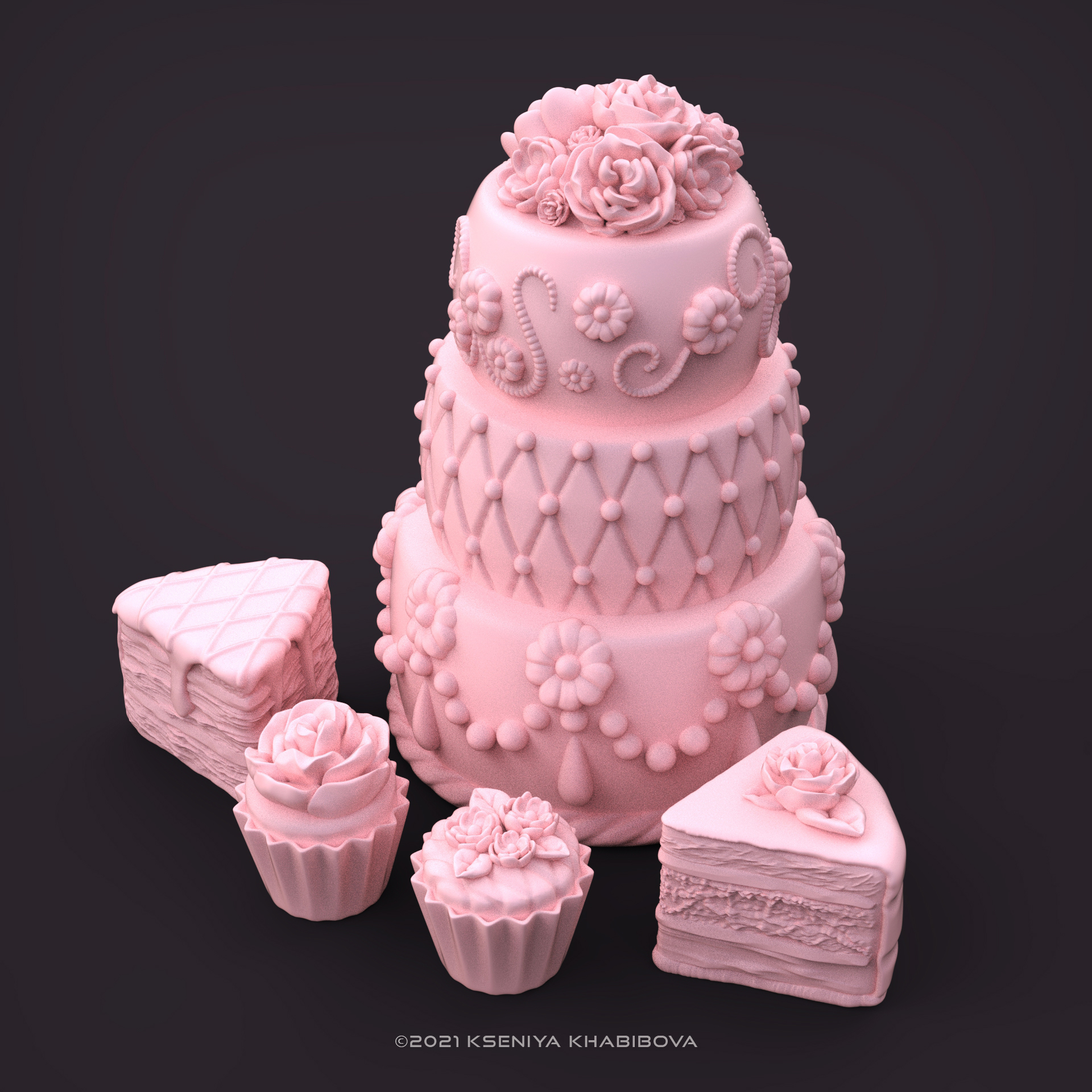STL file Cake with cupcakes 🍰 ・3D print object to download・Cults