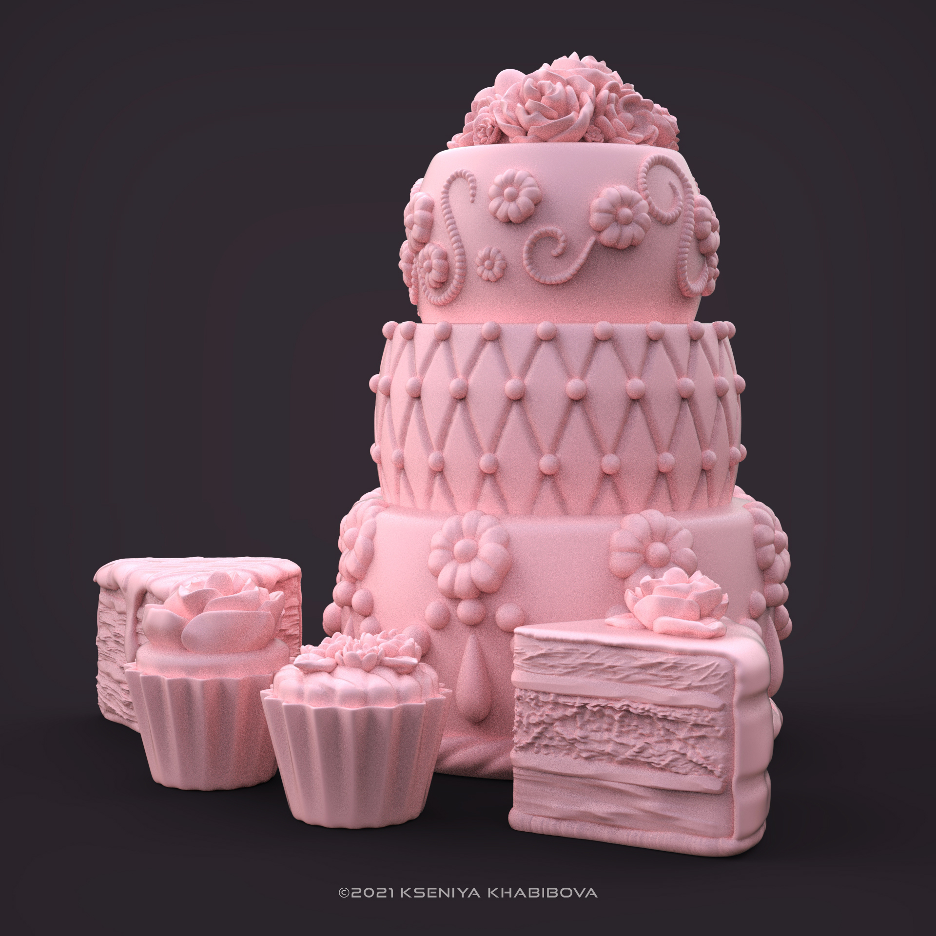 STL file Cake with cupcakes 🍰 ・3D print object to download・Cults