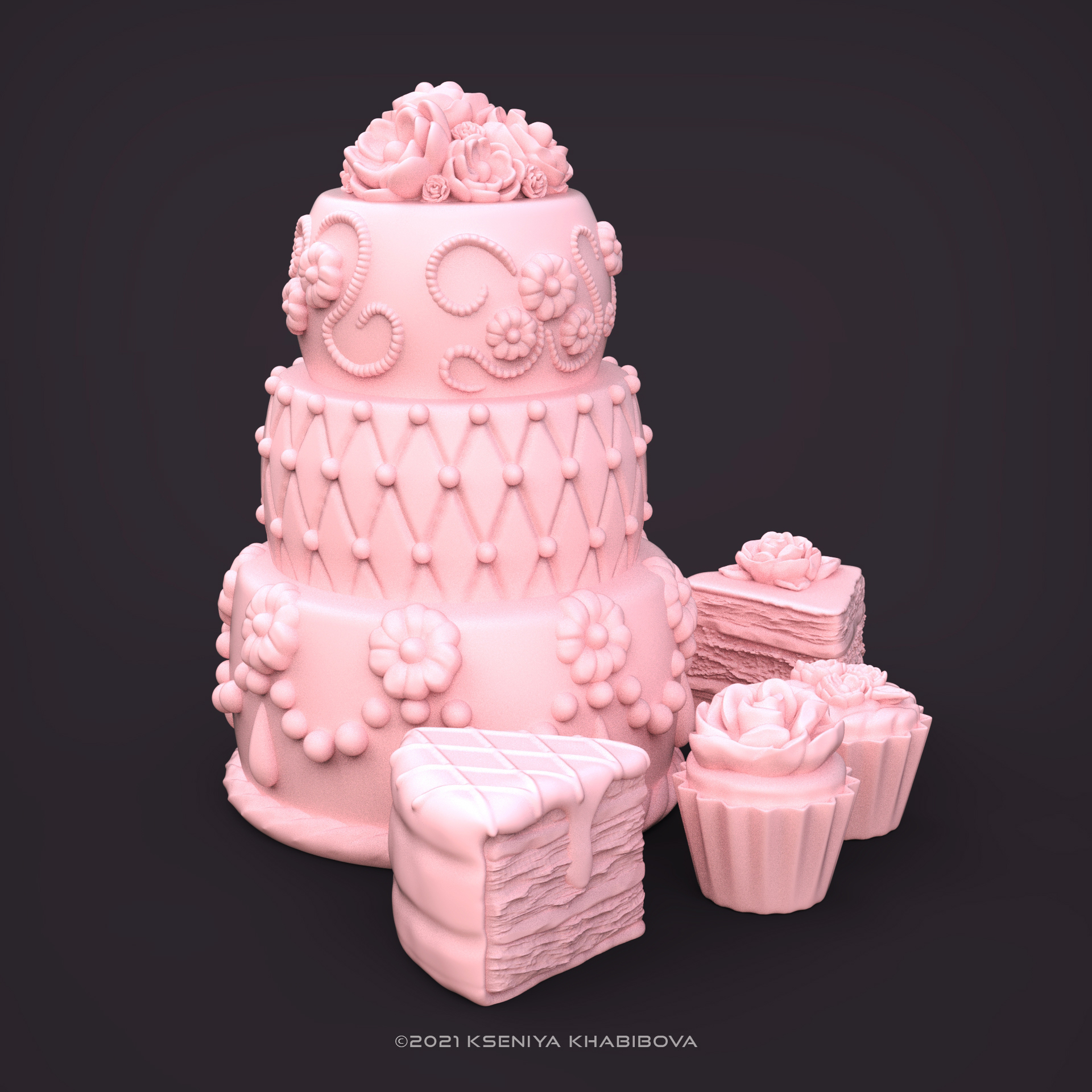 STL file Cake with cupcakes 🍰 ・3D print object to download・Cults
