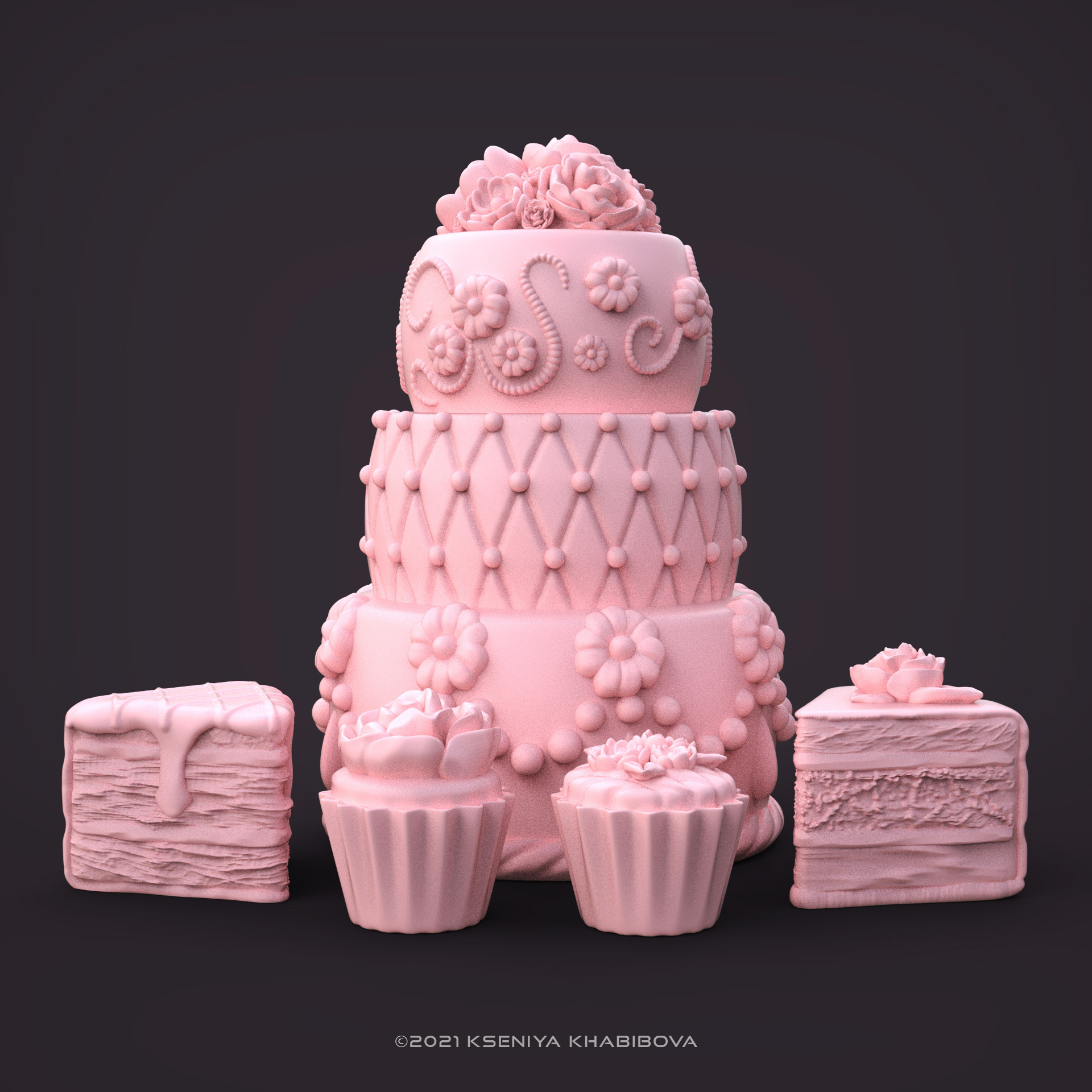 STL file Cake with cupcakes 🍰 ・3D print object to download・Cults