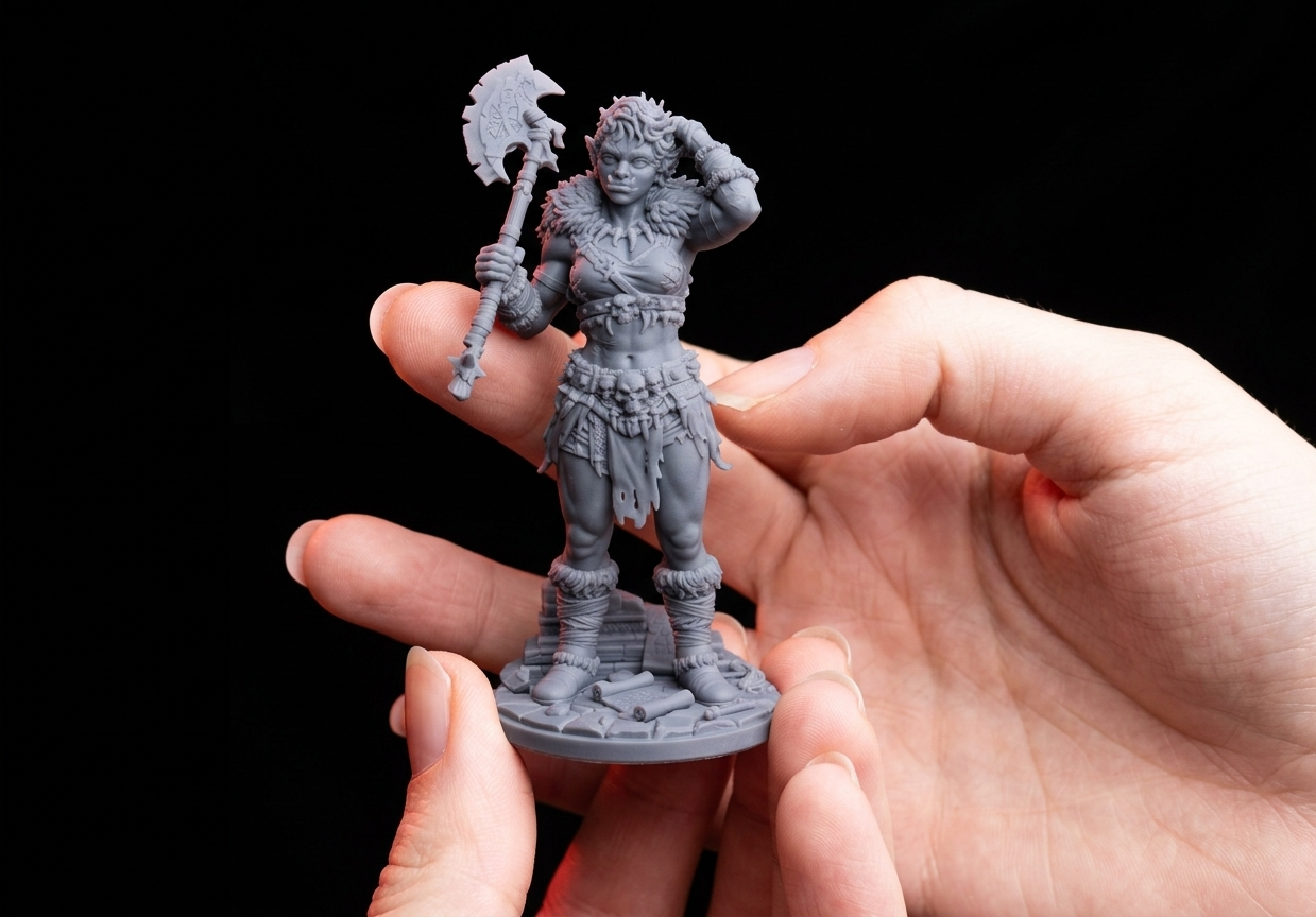 ♀️ Female Orc Barbarian Warrior Miniature STL - Fantasy Axe Wielding ...