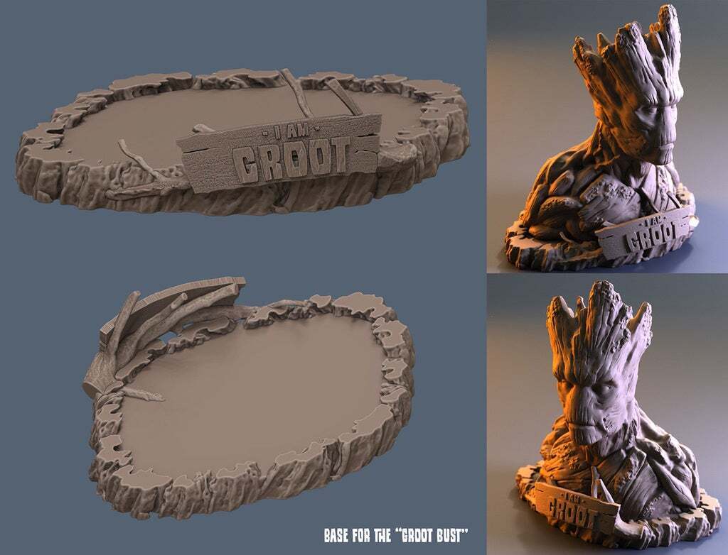 Free STL file Base for the popular "Groot bust" 👤 ・Model to download ...