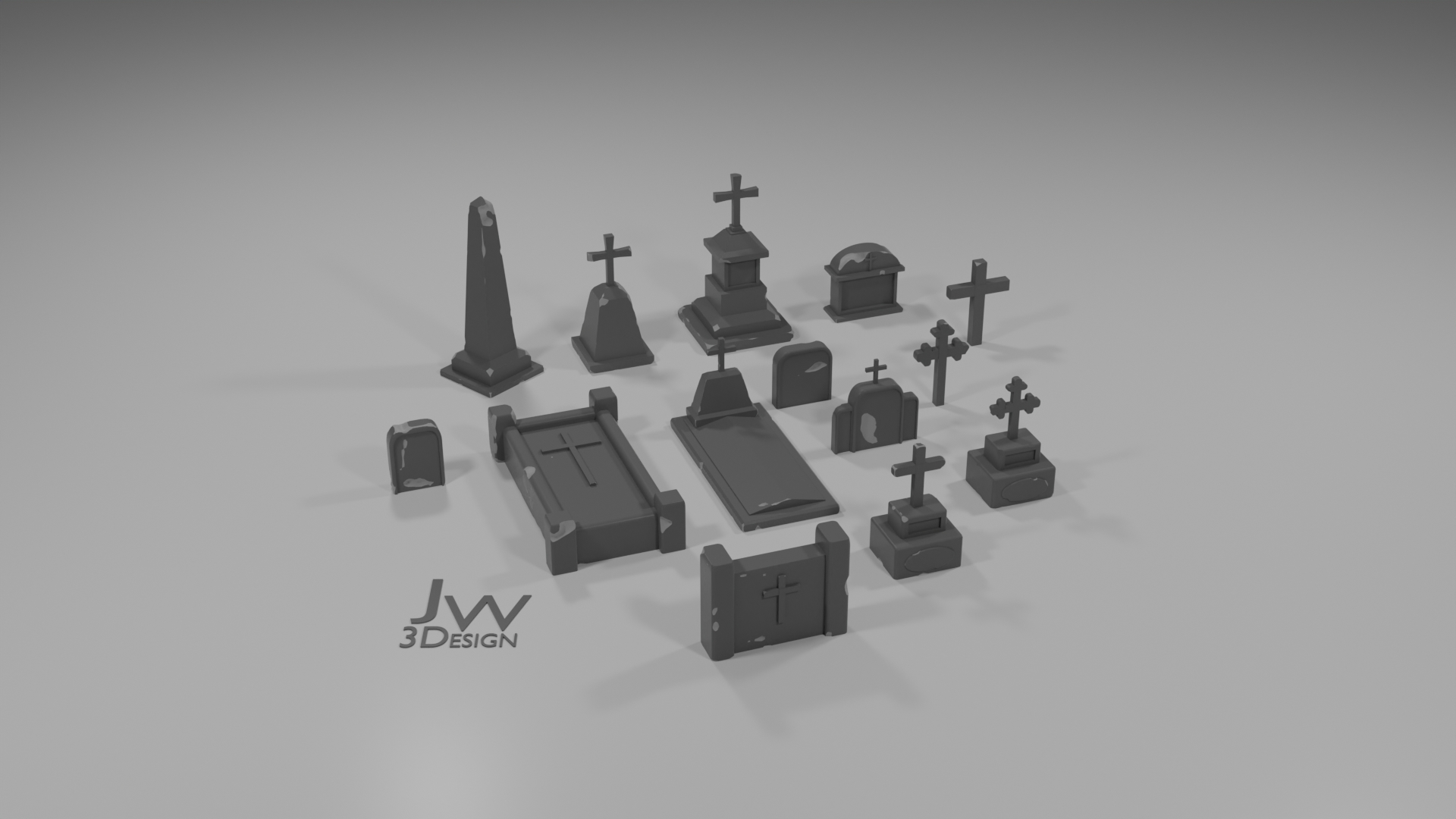 🌆 Cemetery, tombstones, gravestones, 2 versions・Free STL File for 3D ...