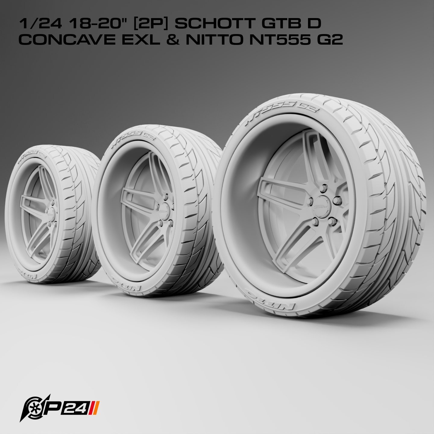 🛞 1/24 18-20" [2P] Schott GTB D Concave EXL & Nitto NT555 G2・ 3D File ...