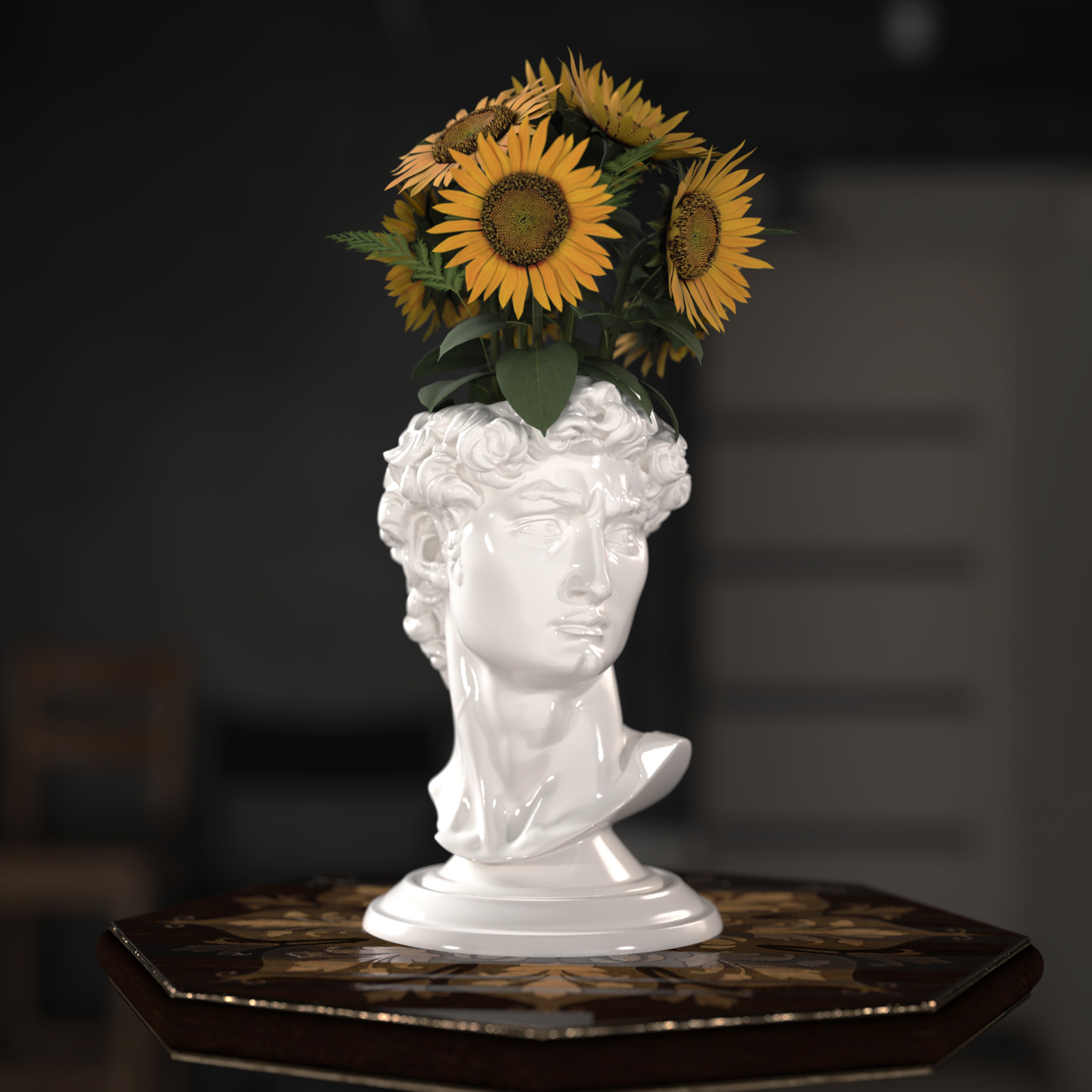 ️ David Head Planter pot・ STL File for ・Cults