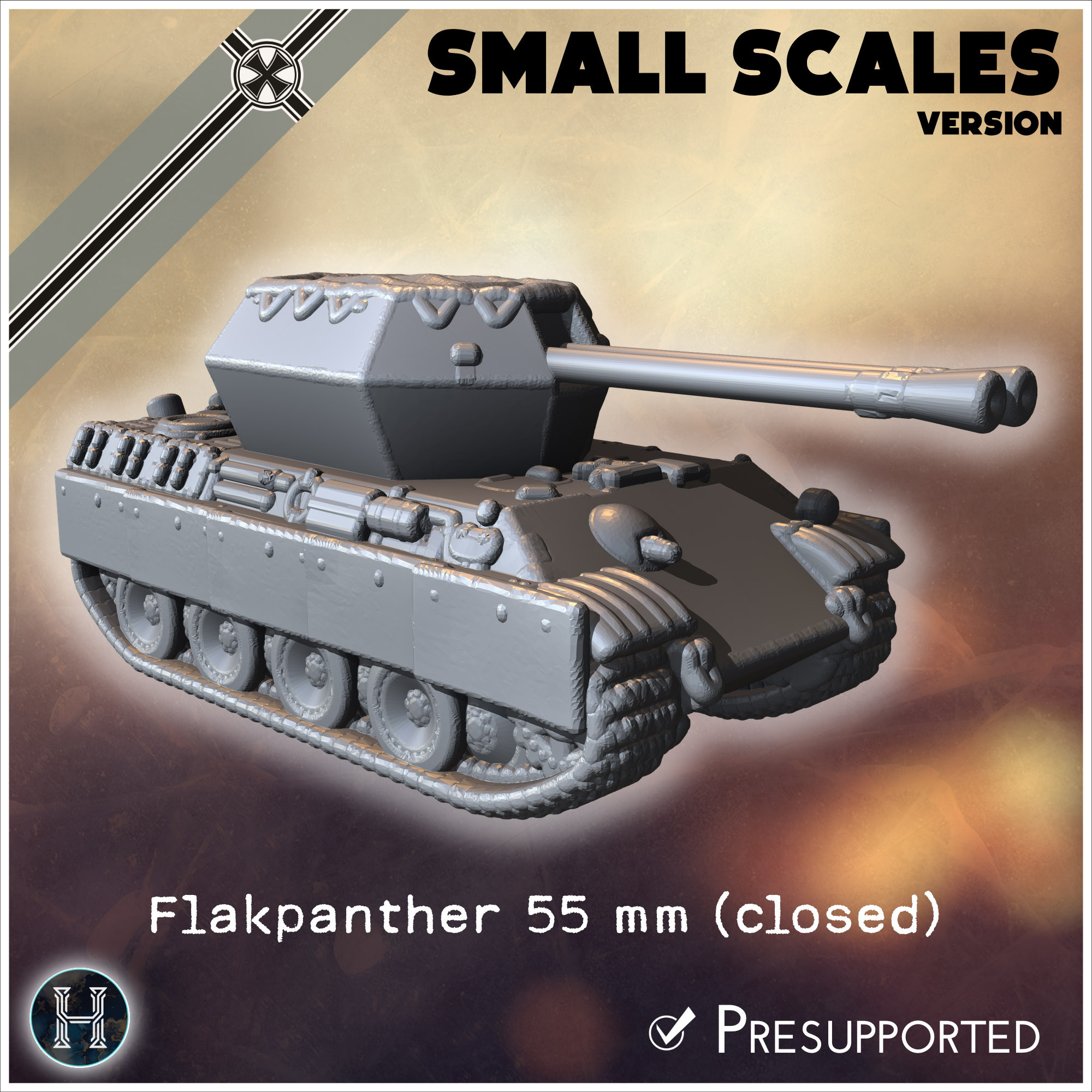 🤏 Panzer V Flakpanther 55 mm (closed version) (small scales version ...