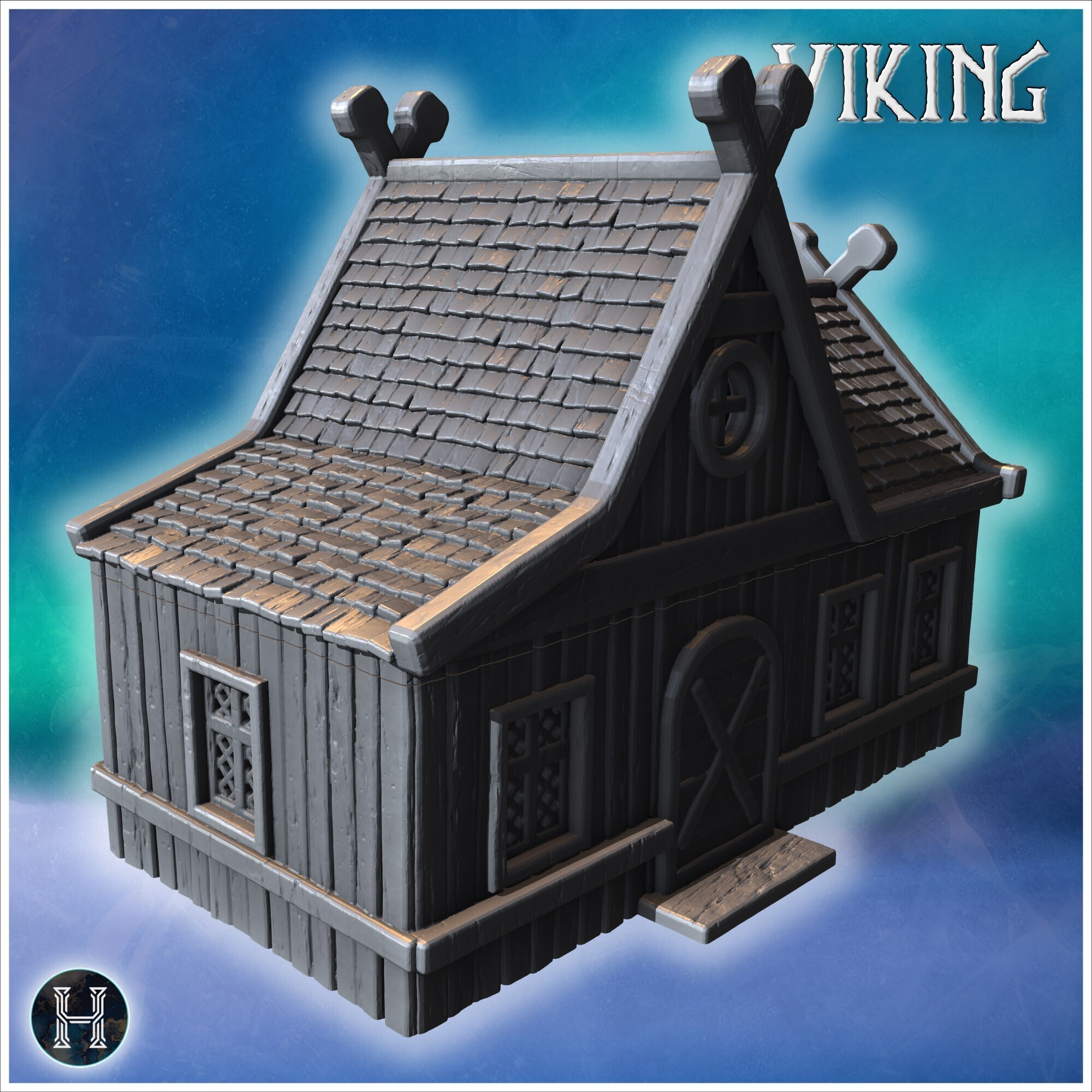 🏗️ Traditional viking longhouse with steep roof and lattice windows (3 ...