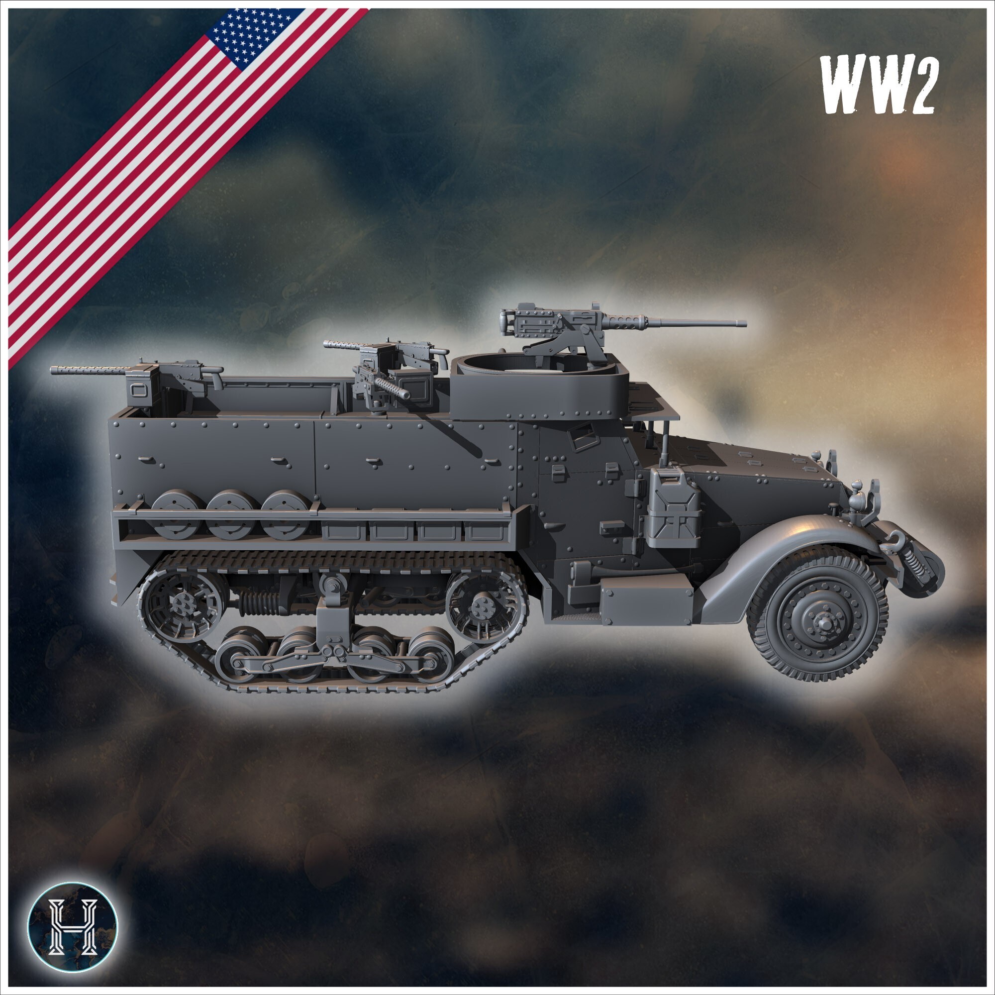 🇺🇸 M3A1 Half-track Armored Personnel Carrier - USA US Army Western ...