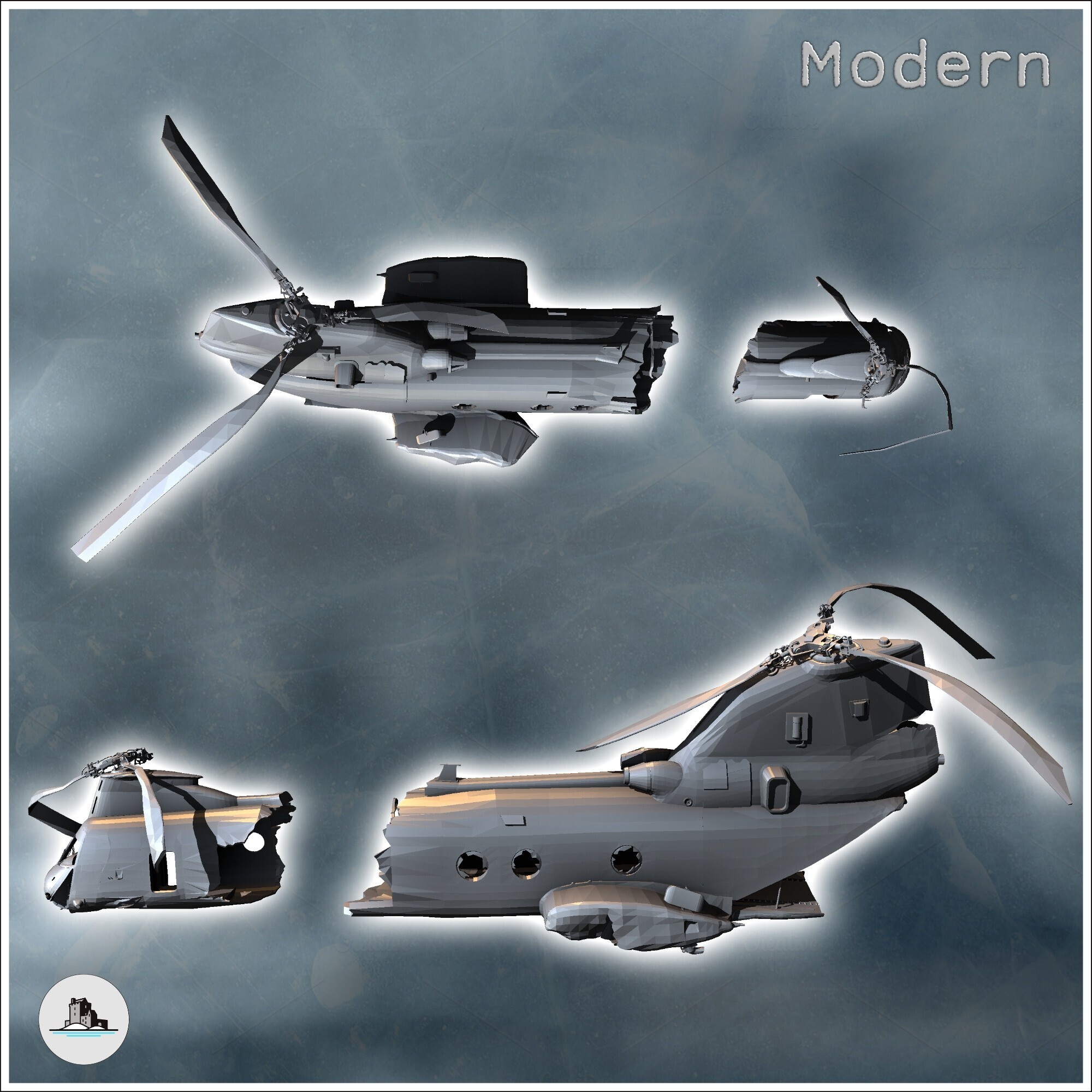 🚁 Amerikanischer Hubschrauber-Rohbau Boeing CH-47 Chinook (4)・ 3D Datei ...