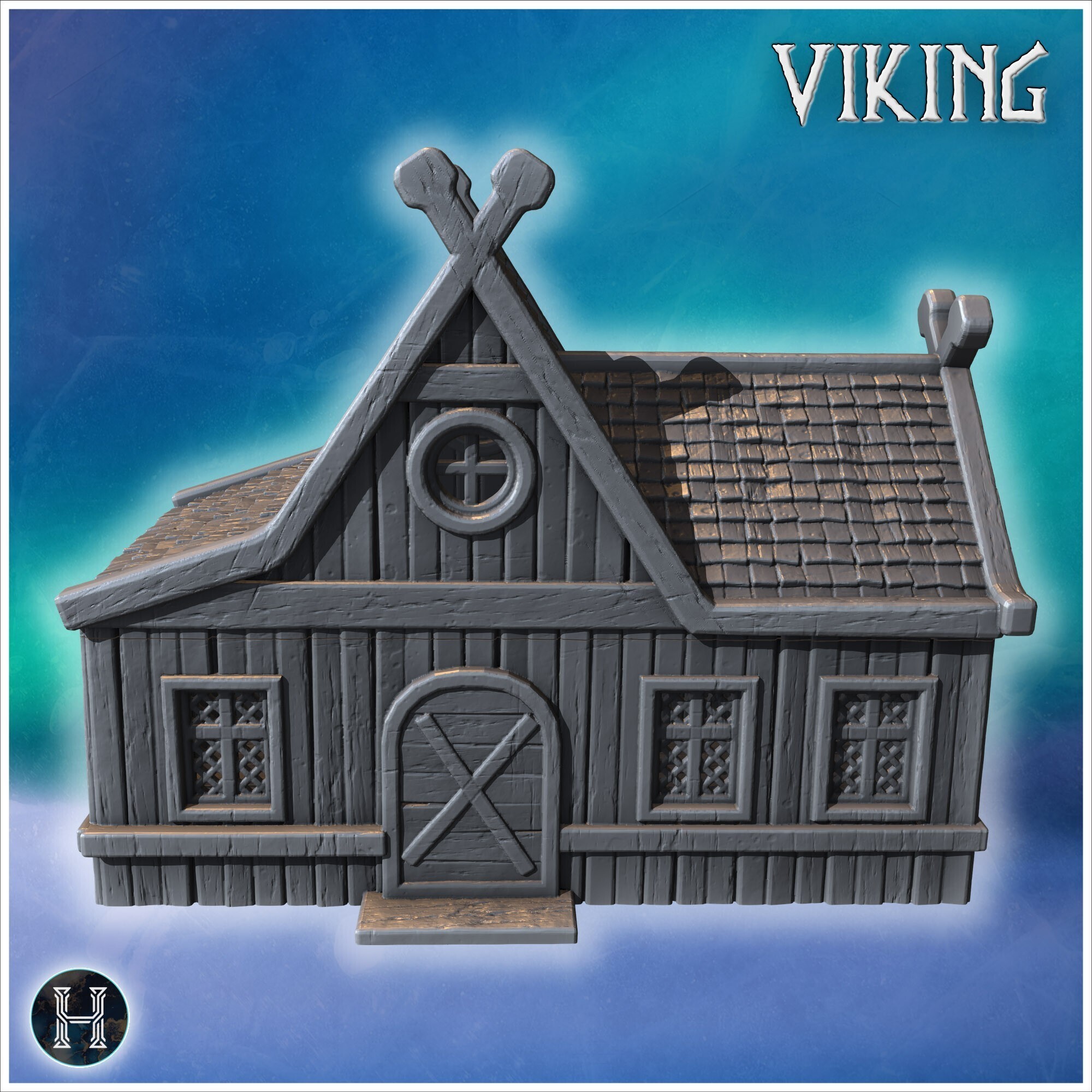 🏗️ Traditional viking longhouse with steep roof and lattice windows (3 ...