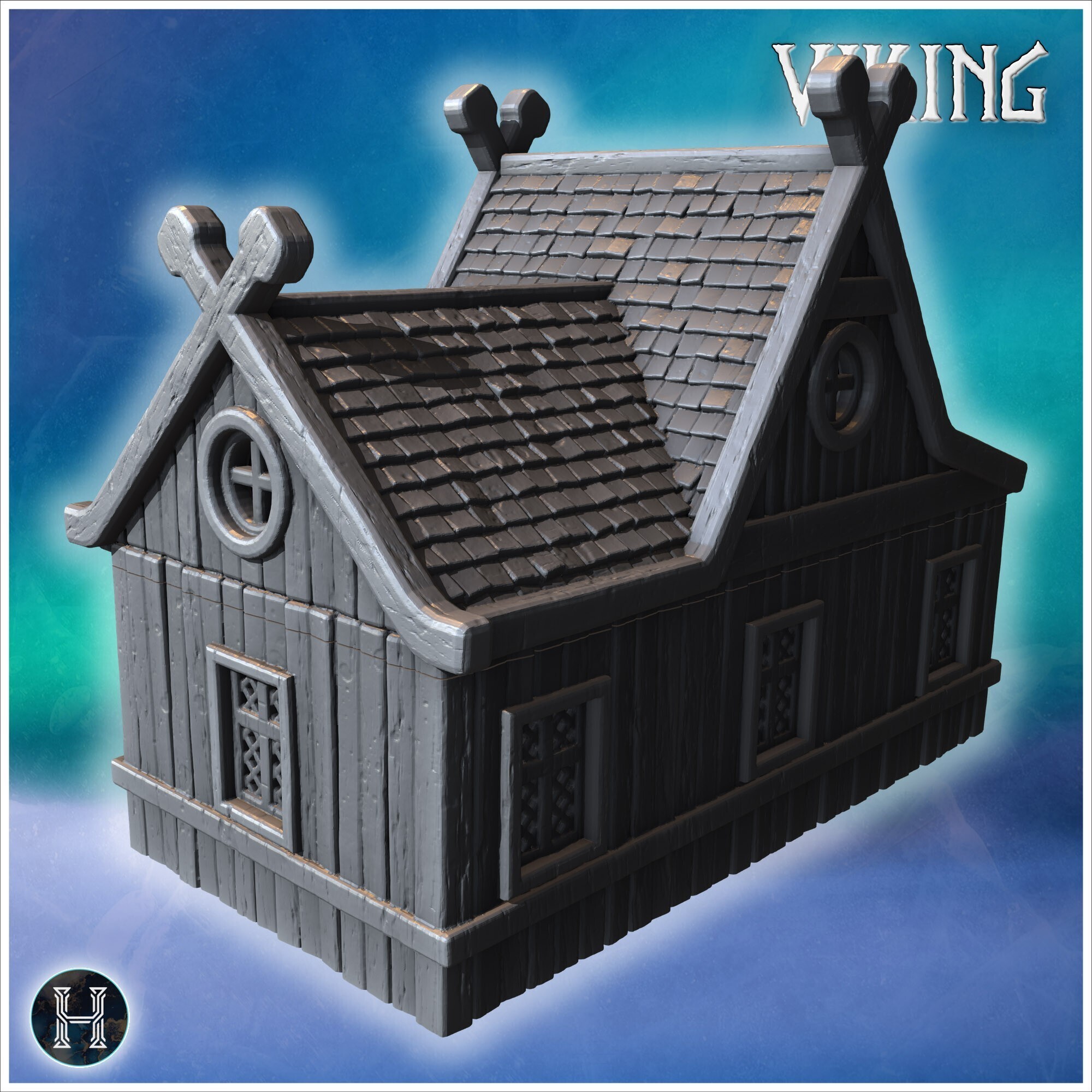 🏗️ Traditional viking longhouse with steep roof and lattice windows (3 ...