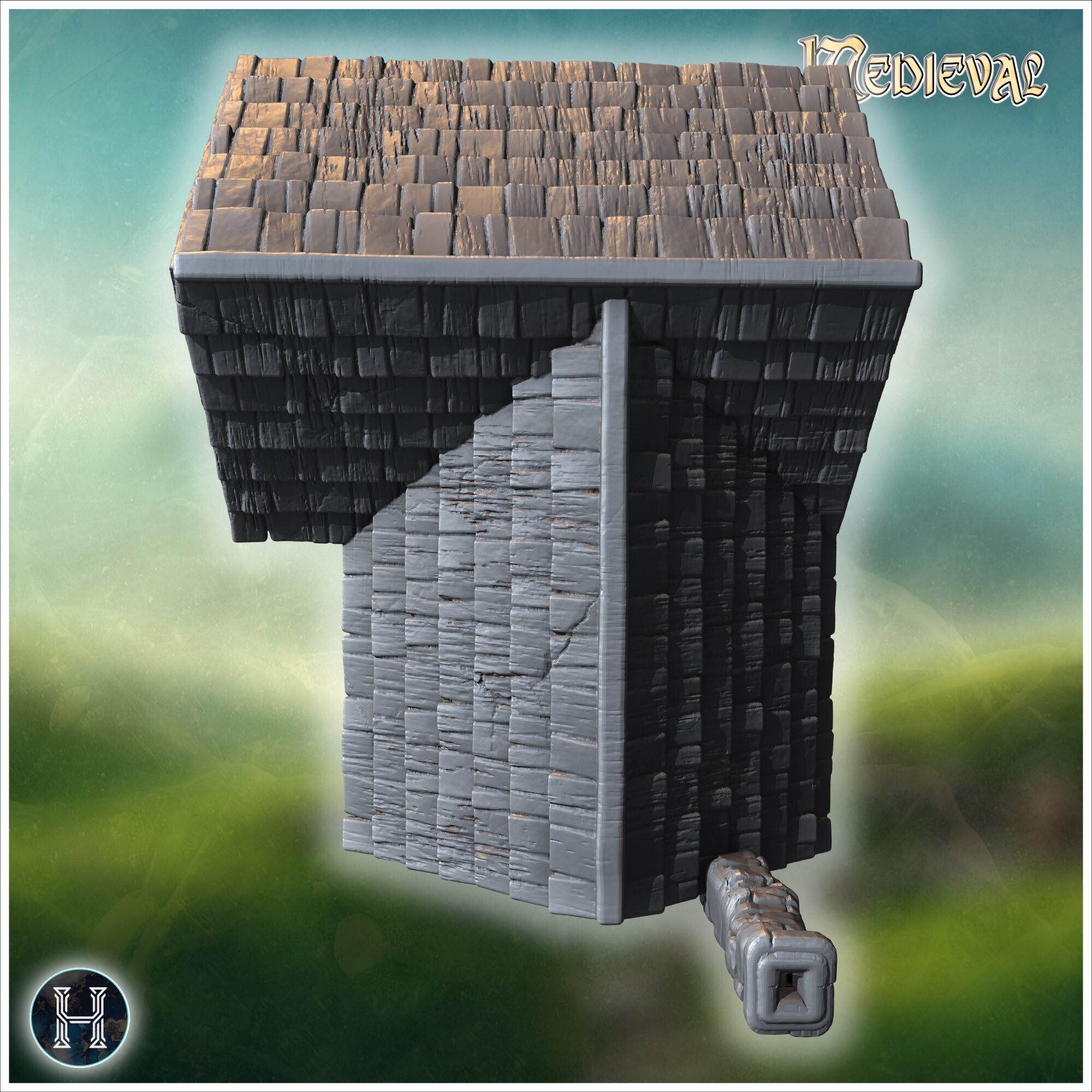 🏠 Large medieval house with wooden reinforcements, stone base, lattice ...