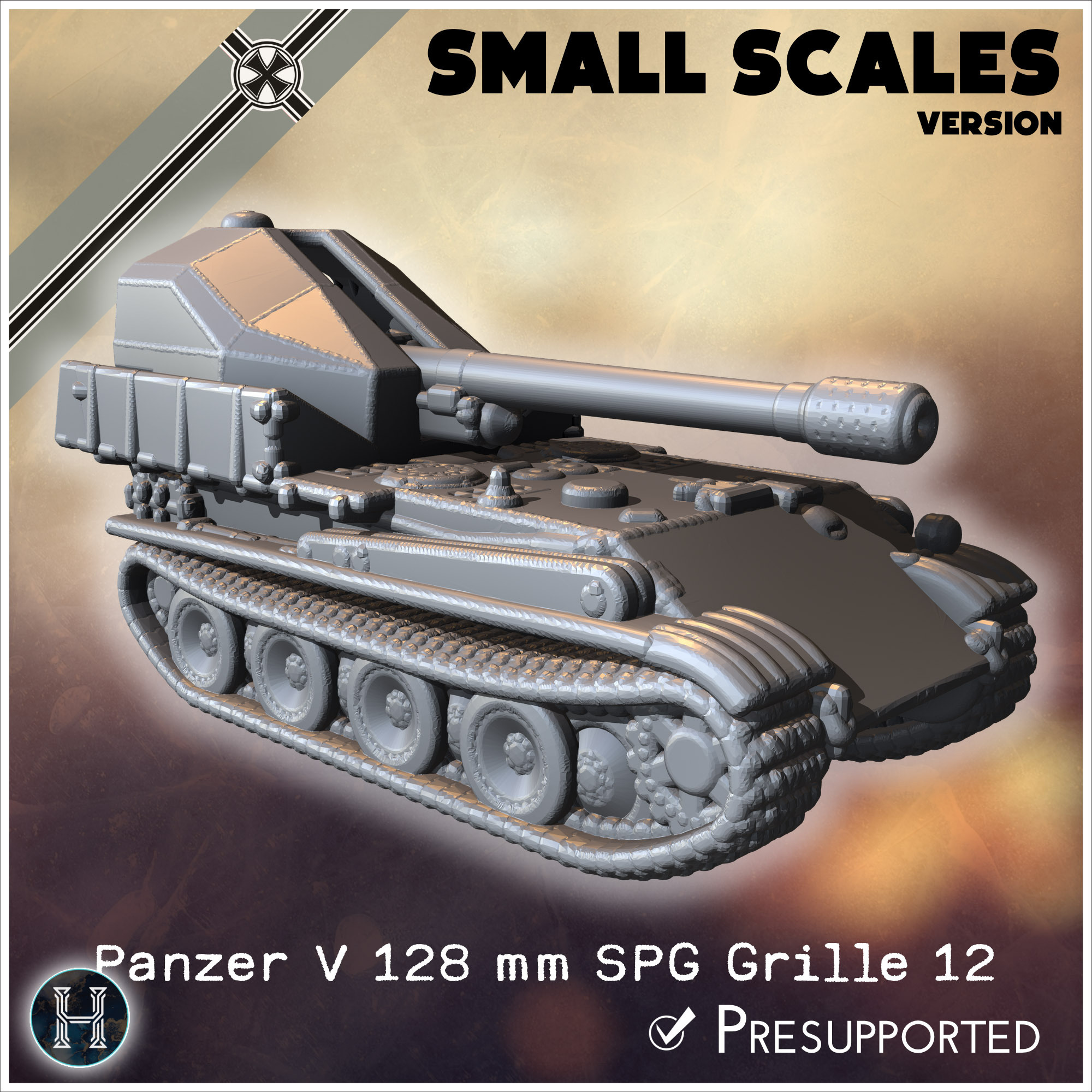 🤏 Panzer V 128 mm SPG Grille 12 (K) (small scales version) - Germany ...