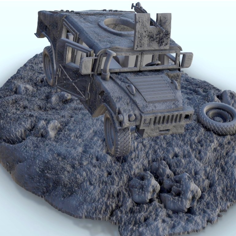 STL file Humvee wreckage with barrels - Arabian Flames of war Bolt ...