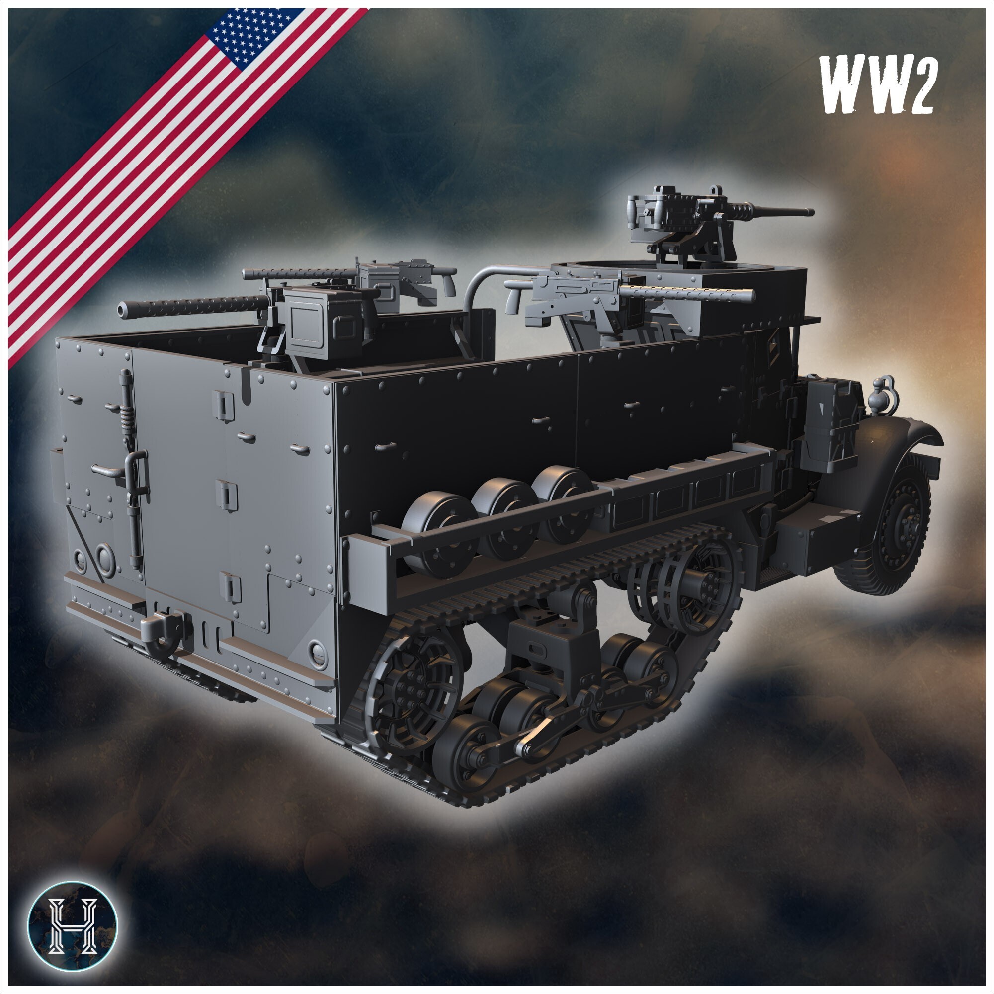 🇺🇸 M3A1 Half-track Armored Personnel Carrier - USA US Army Western ...