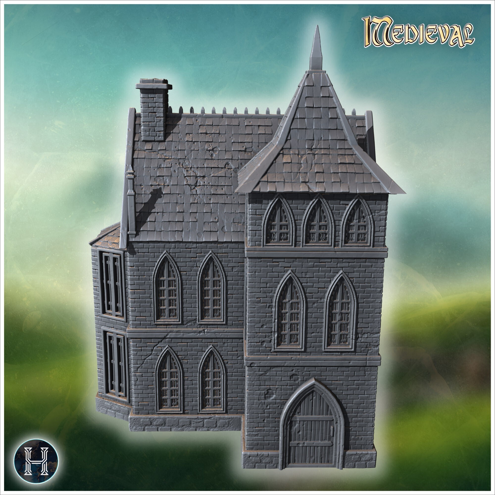👴 Gothic villa with rooftop terrace and pointed arched windows (27 ...