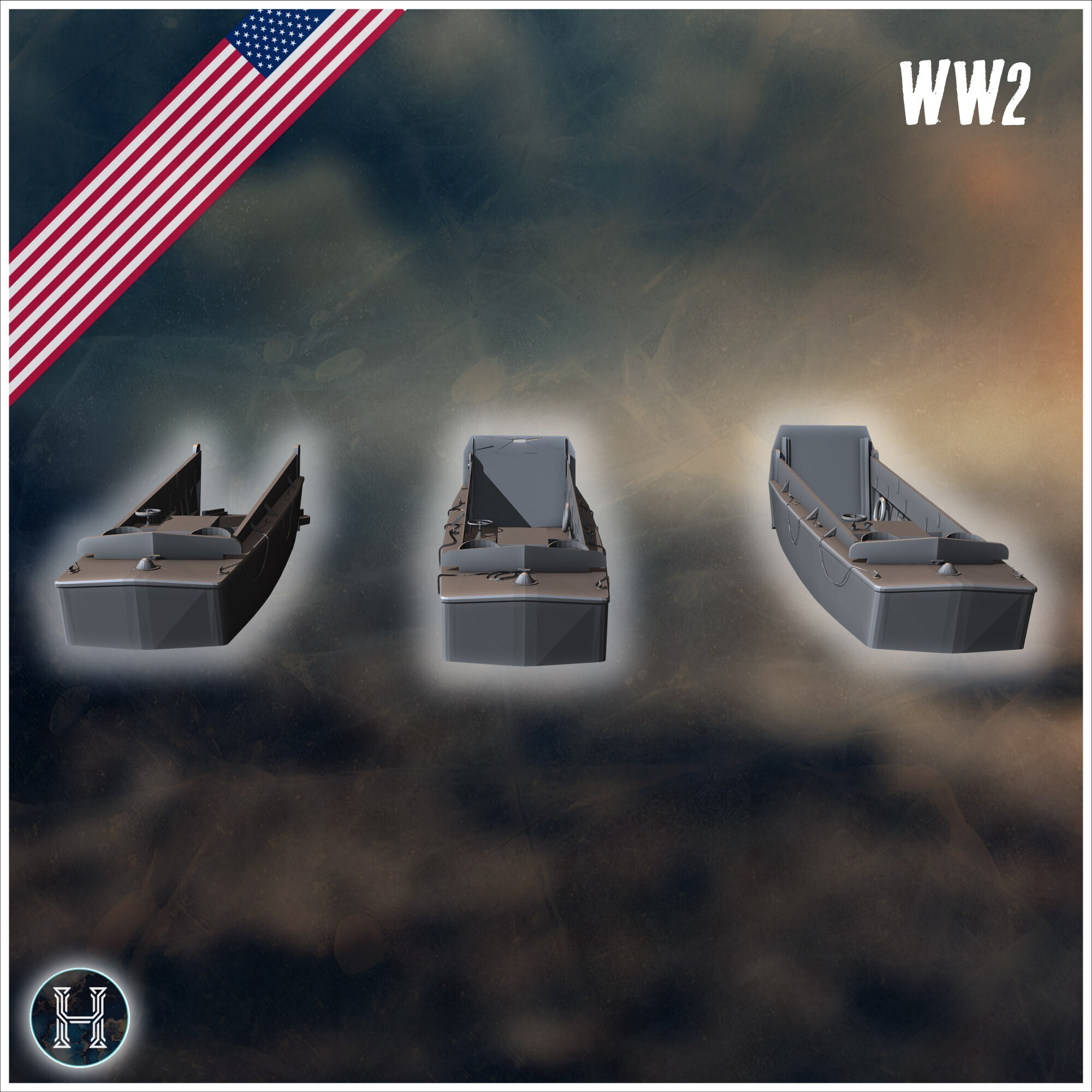 🛬 Bateau de débarquement, véhicule, personnel (LCVP) Bateau Higgins (5 ...