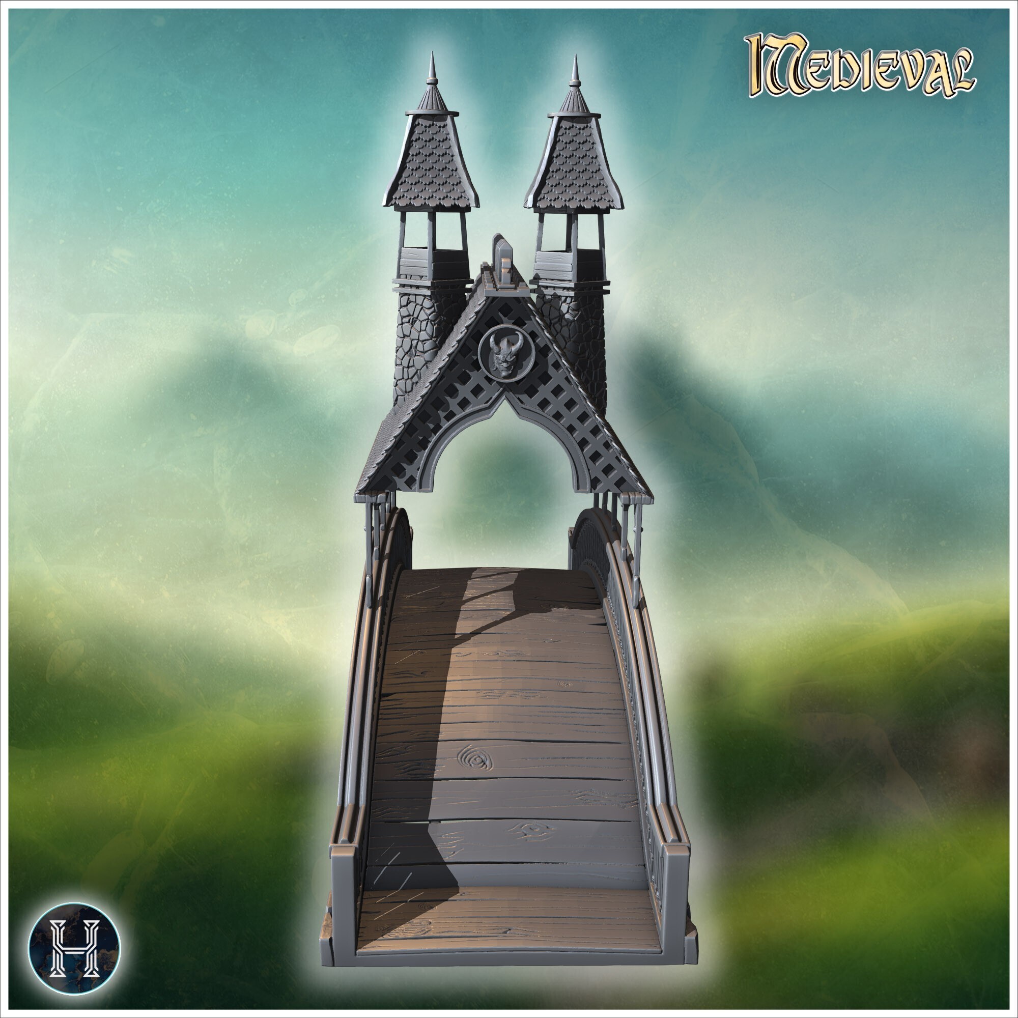 🌉 Stone bridge with towers (2) - Medieval Gothic Feudal Old Archaic ...
