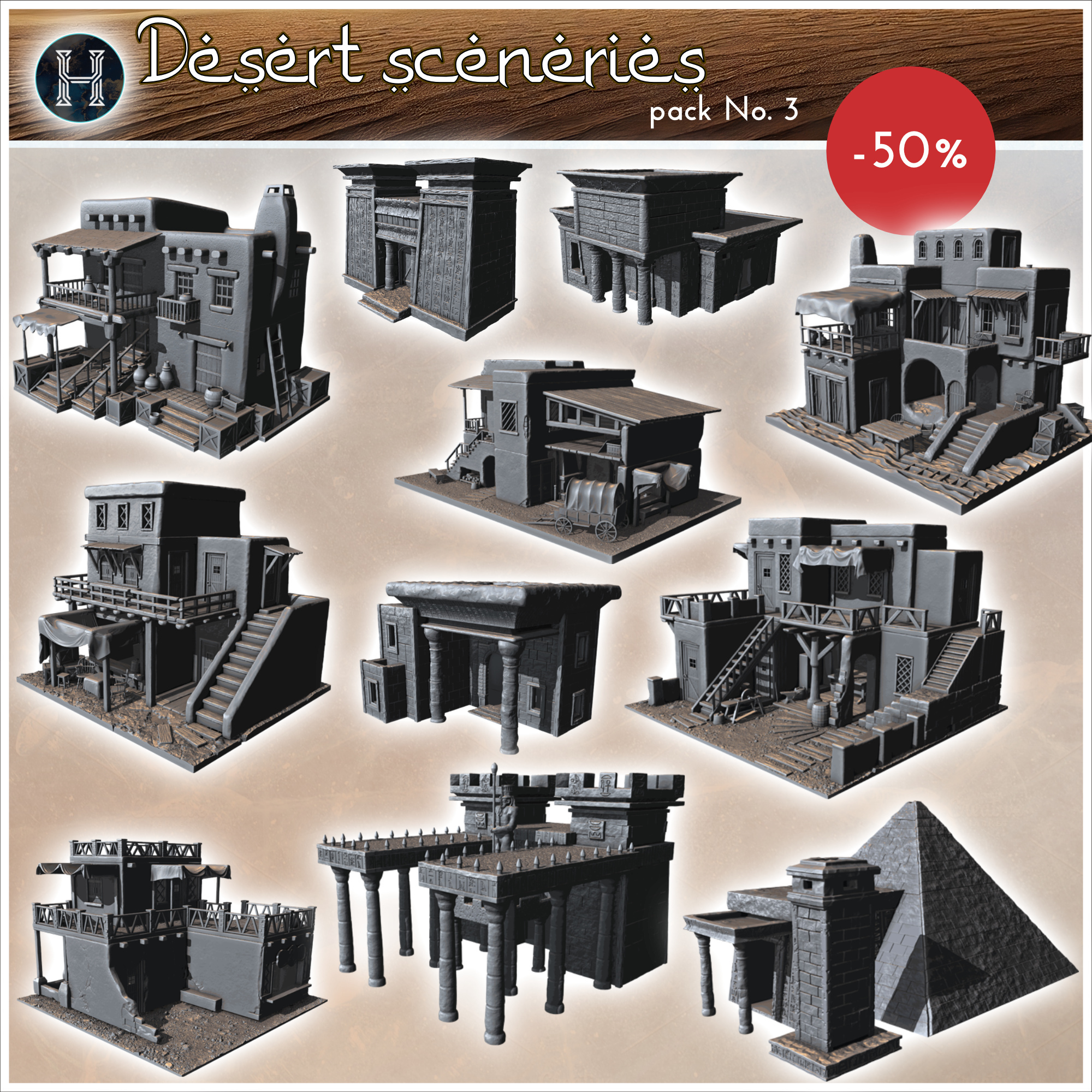 🏜️ Desert sceneries pack No. 3 - Canyon Sandy Landscape 28mm 15mm RPG ...