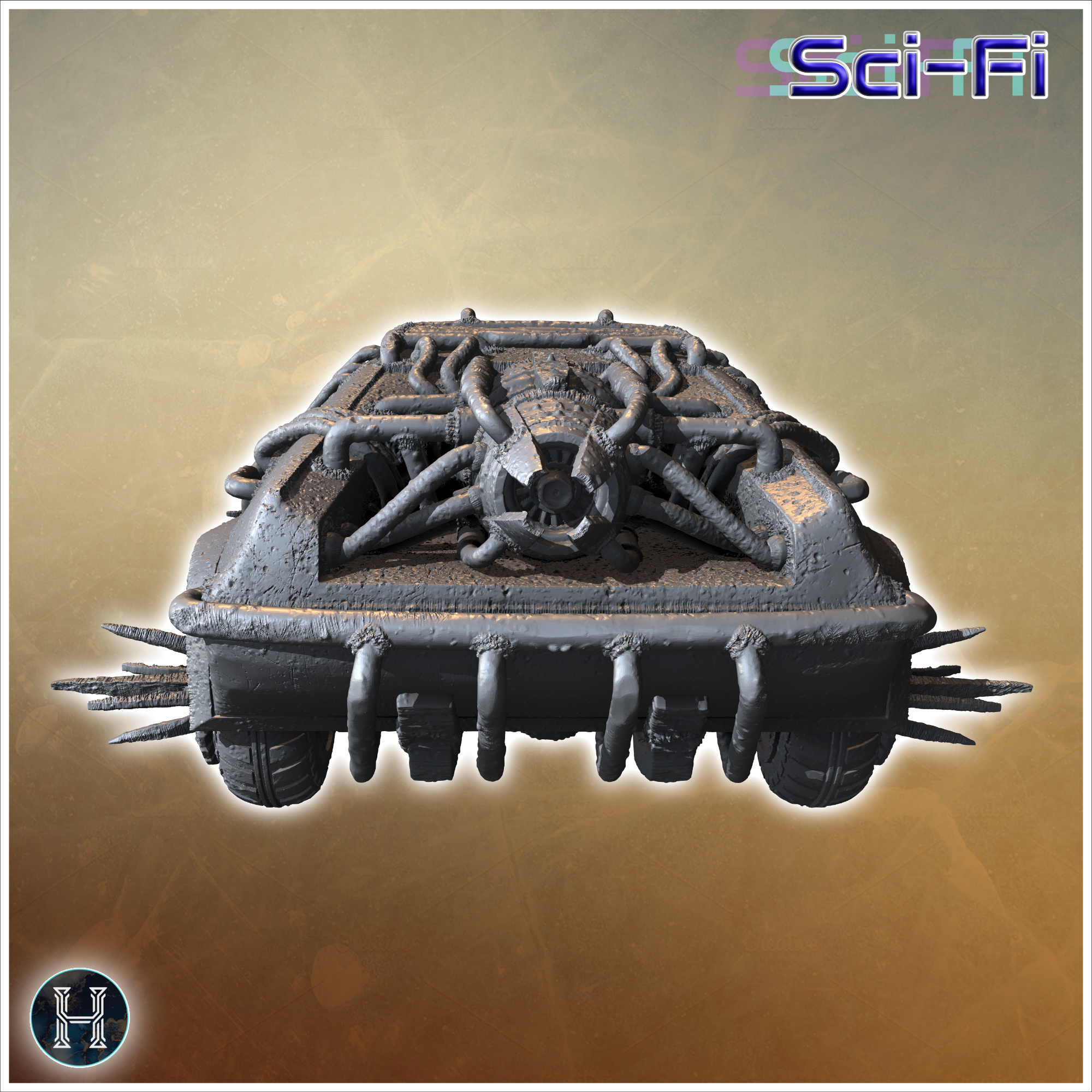 🚗 Armored SUV car with heavy-duty chains, reinforced bumpers, and roof ...