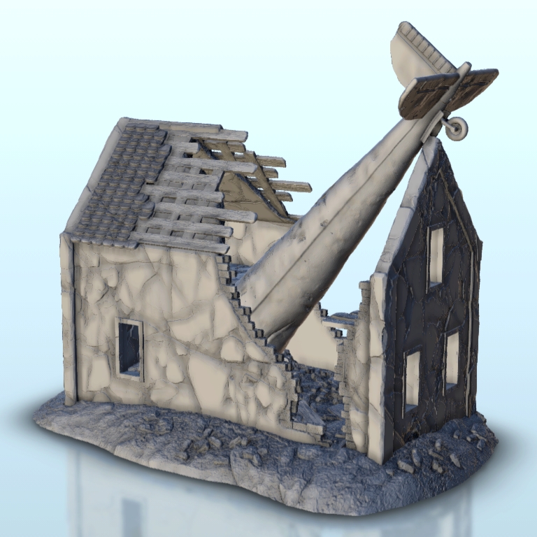 Fichier STL Ruined house with plane carcass 17 - Flames of war Bolt ...