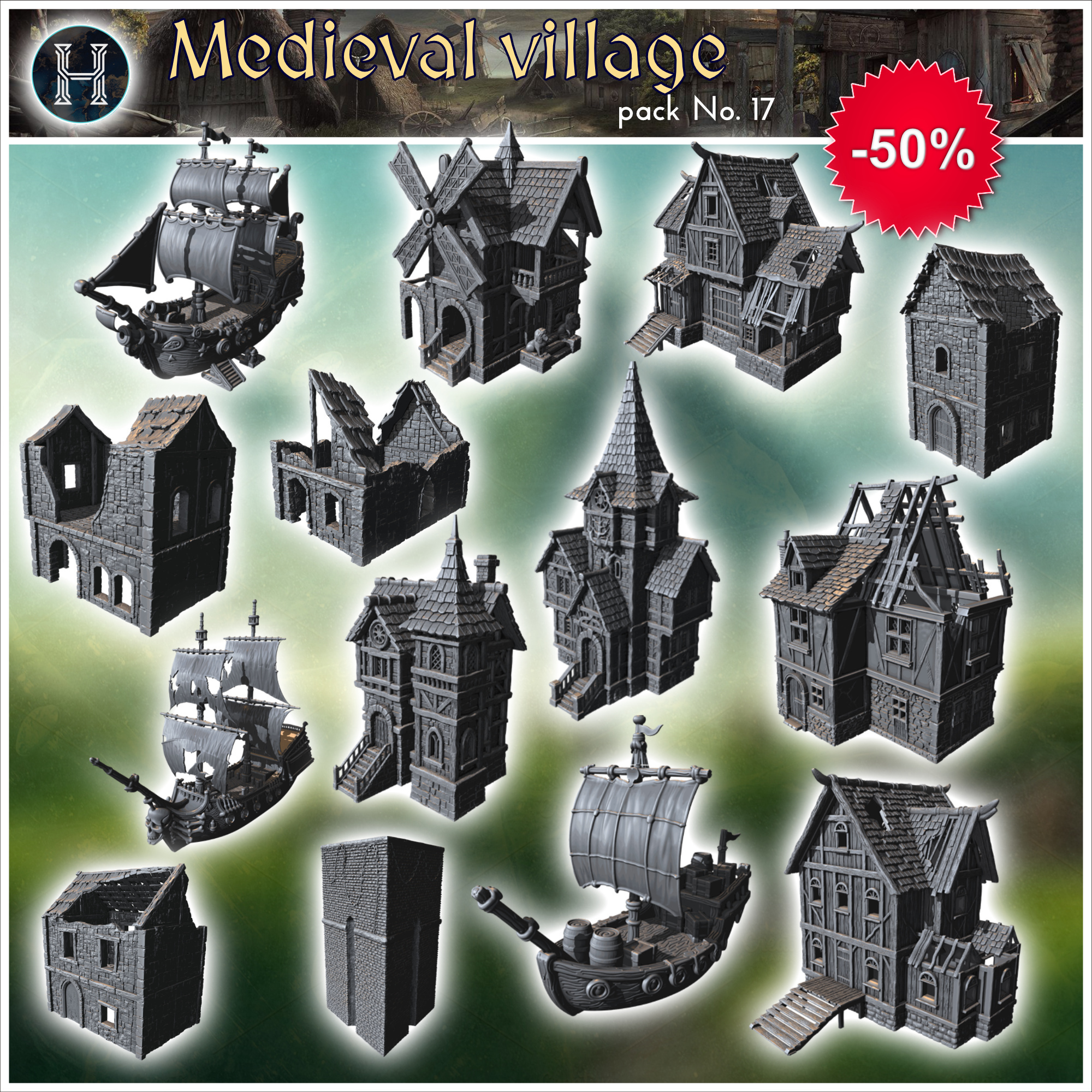 👴 Mittelalterliches Dorf Pack Nr. 17 - Mittelalterlich Gotisch Feudal ...
