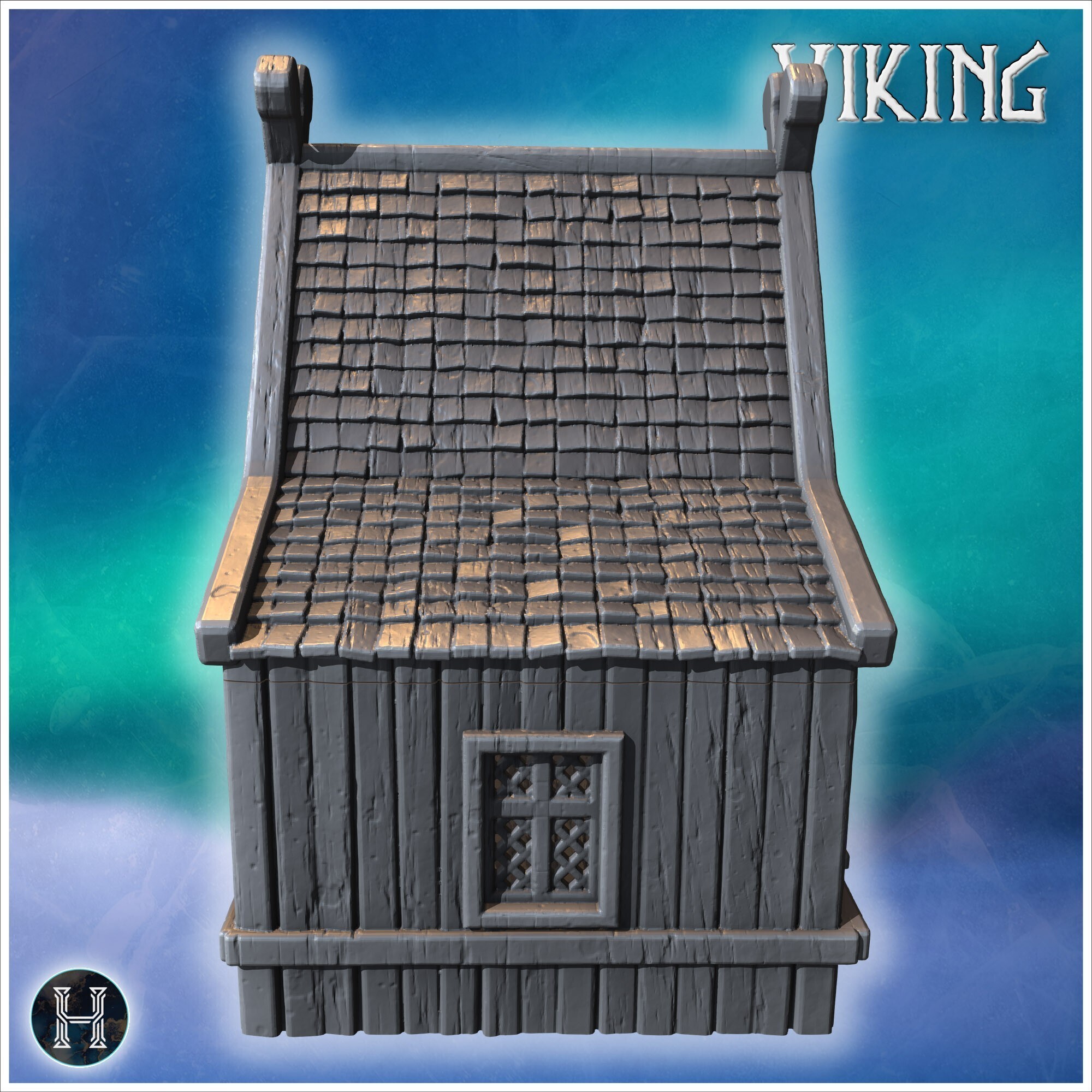 🏗️ Traditional viking longhouse with steep roof and lattice windows (3 ...