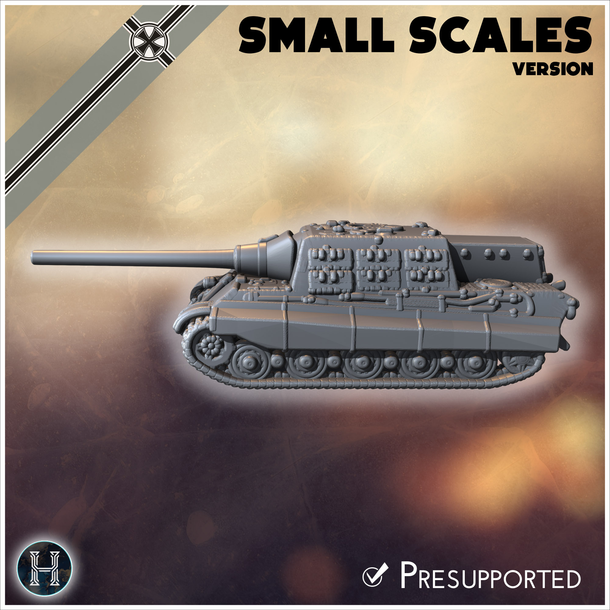 🤏 Jagdpanzer VI Jagdtiger 128mm Pak L/66 (маленькая масштабная версия ...