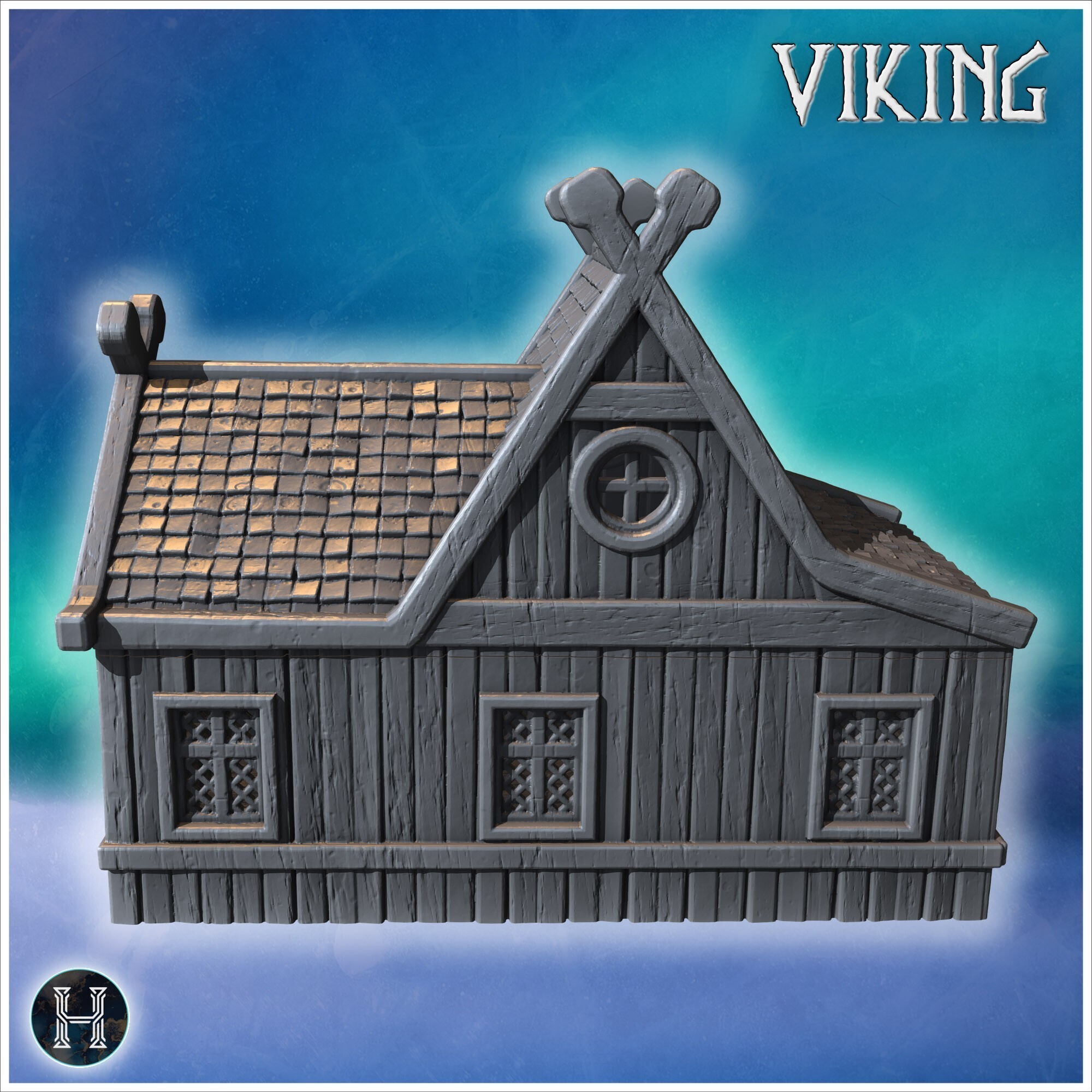 🏗️ Traditional viking longhouse with steep roof and lattice windows (3 ...