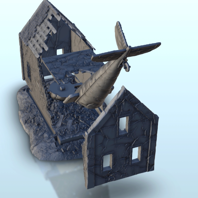Fichier STL Ruined house with plane carcass 17 - Flames of war Bolt ...