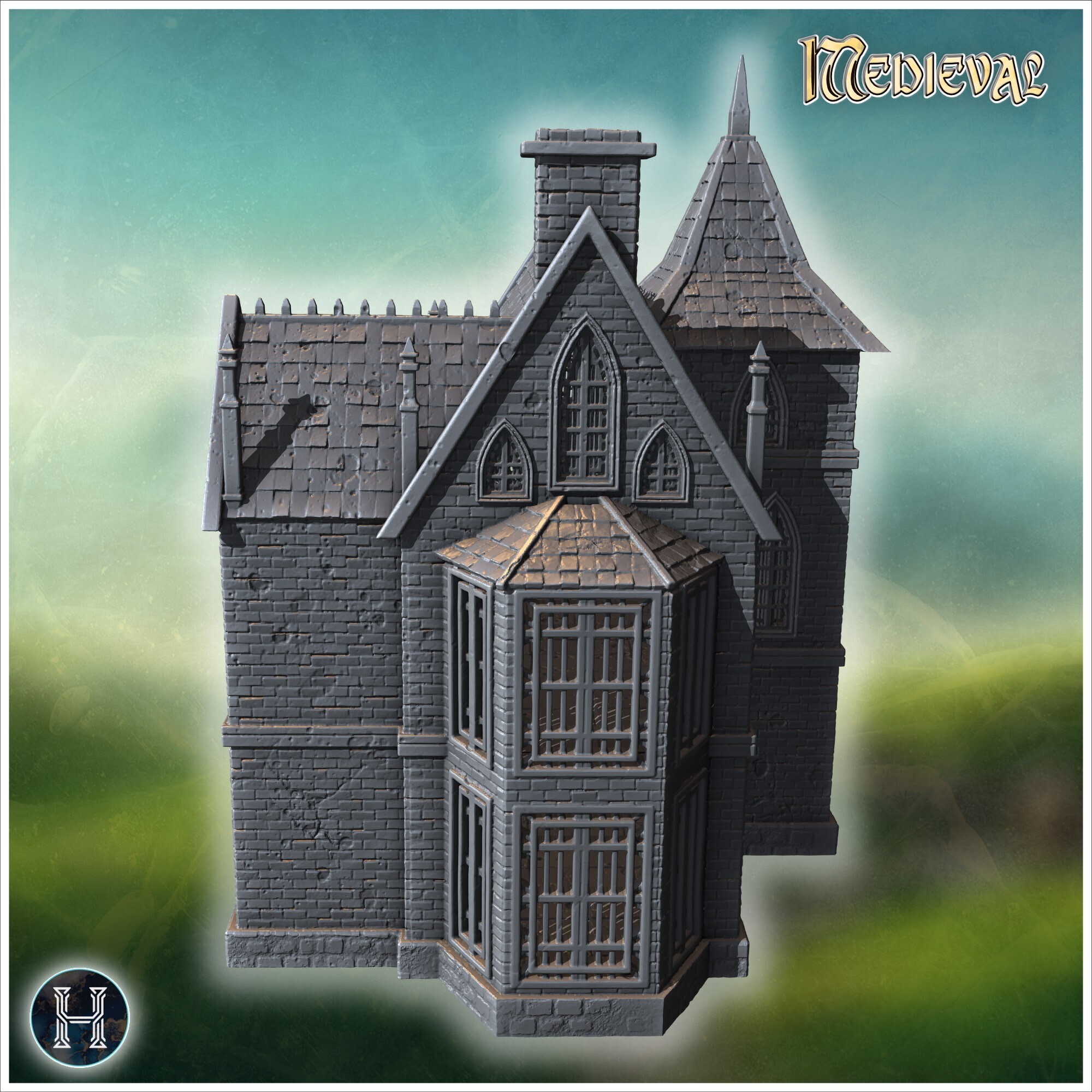 👴 Gothic villa with rooftop terrace and pointed arched windows (27 ...