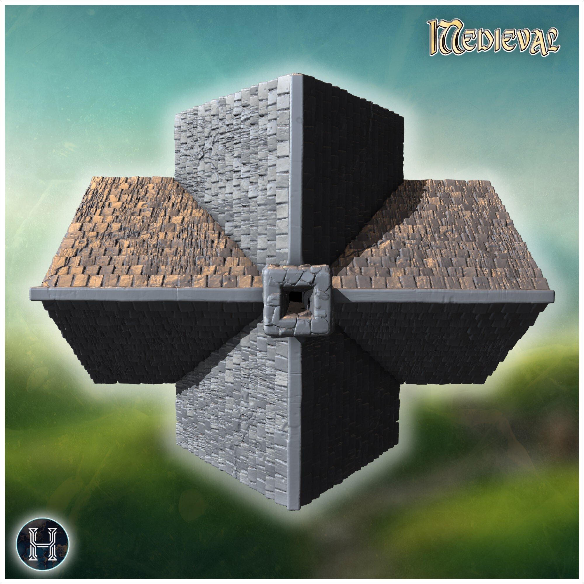 🏠 Rustic medieval house with stone walls, wooden beams, small windows ...