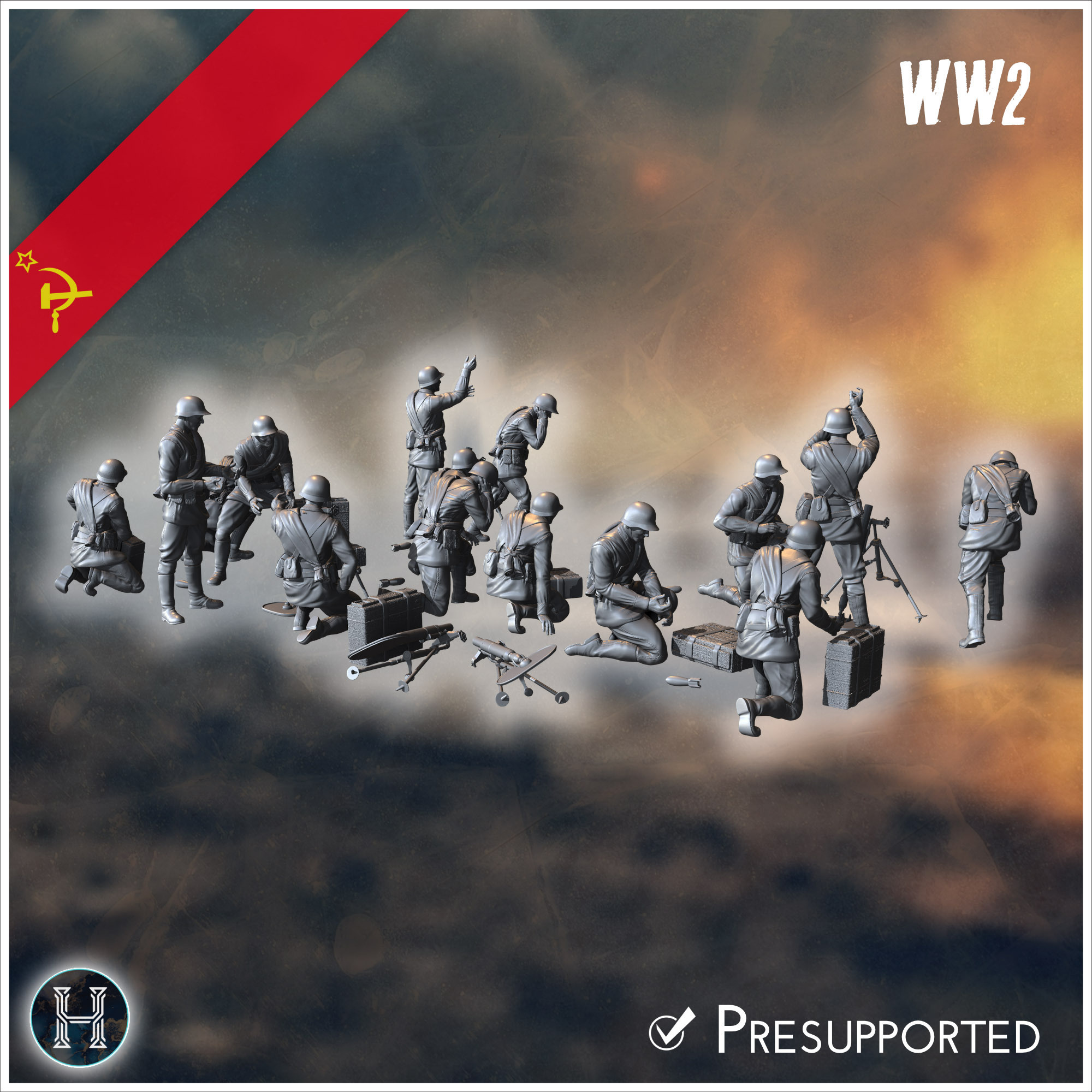 🗺️ 50mm RM-38 Soviet light mortars squad with 15 crews (3) - Soviet ...