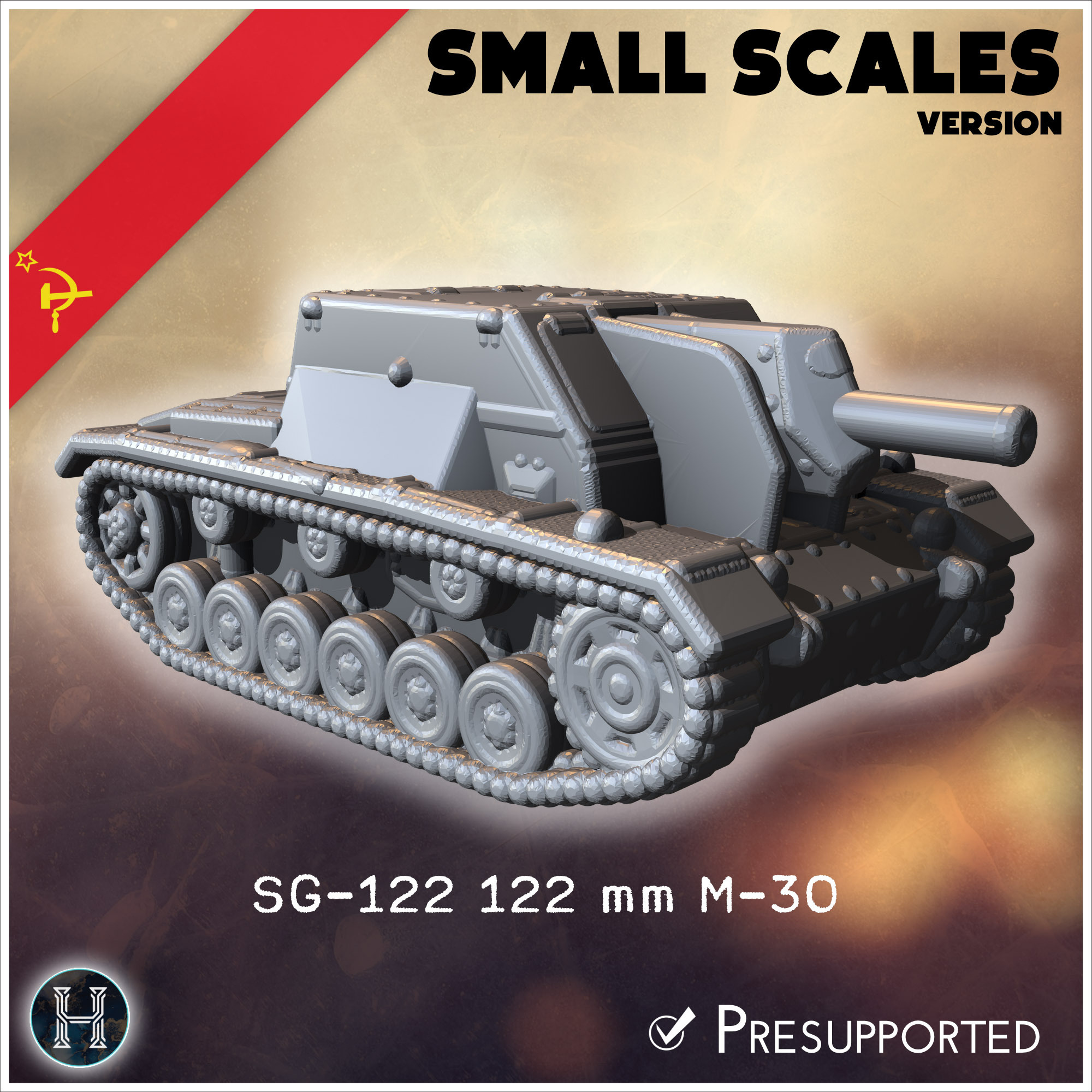 🤏 SG-122 122 mm M-30 mounted howitzer SPG (small scales version ...