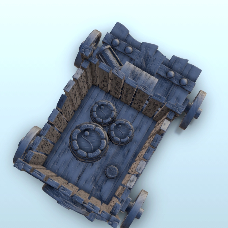 STL file Wooden cart on wheels with barrels 1 - Hobbit Dark Age ...