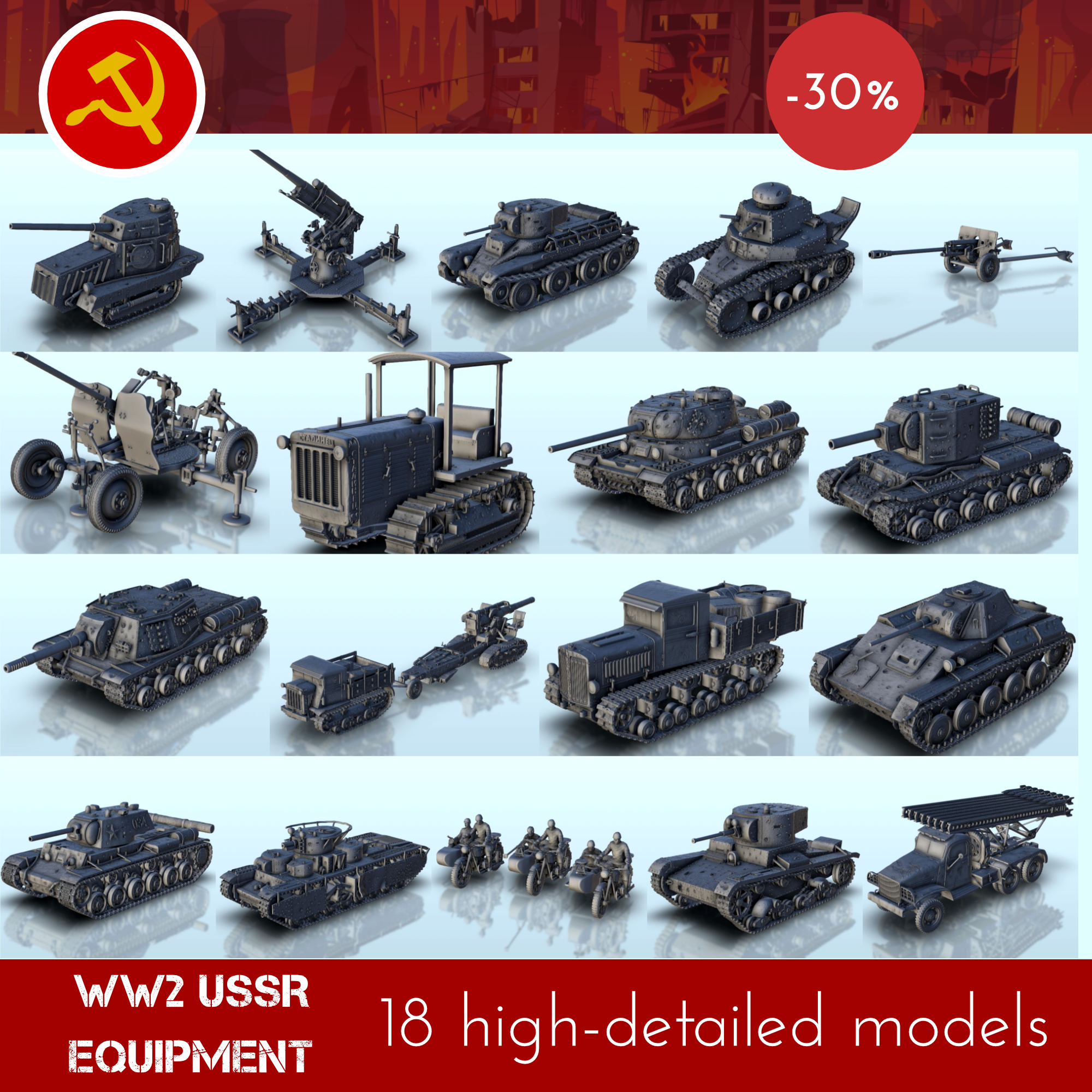 🔩 FULL PACK USSR WW2 equipment - WW2 Russian Flames of War Bolt Action ...