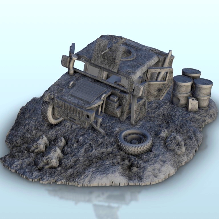 STL file Humvee wreckage with barrels - Arabian Flames of war Bolt ...