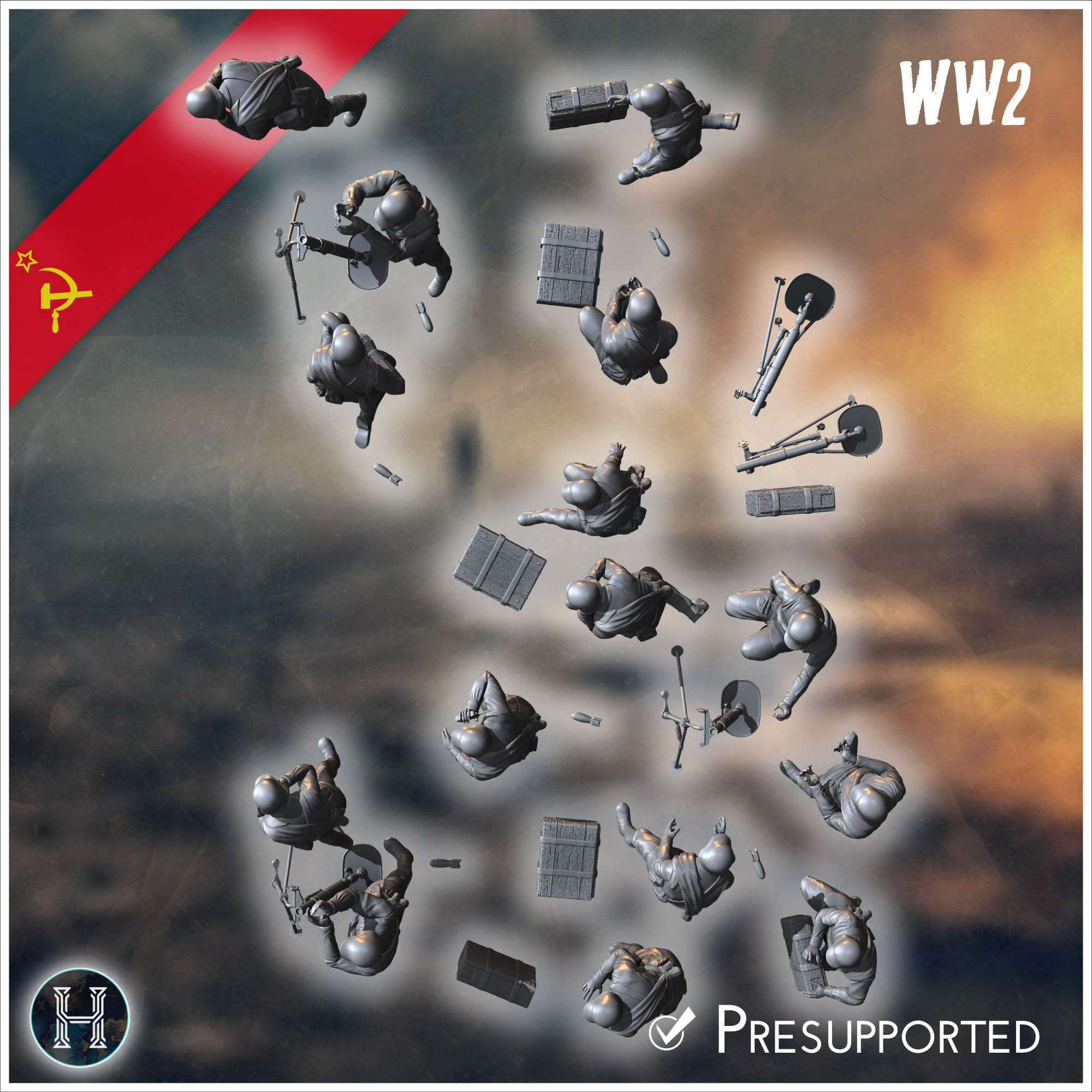 🗺️ 50mm RM-38 Soviet light mortars squad with 15 crews (3) - Soviet ...