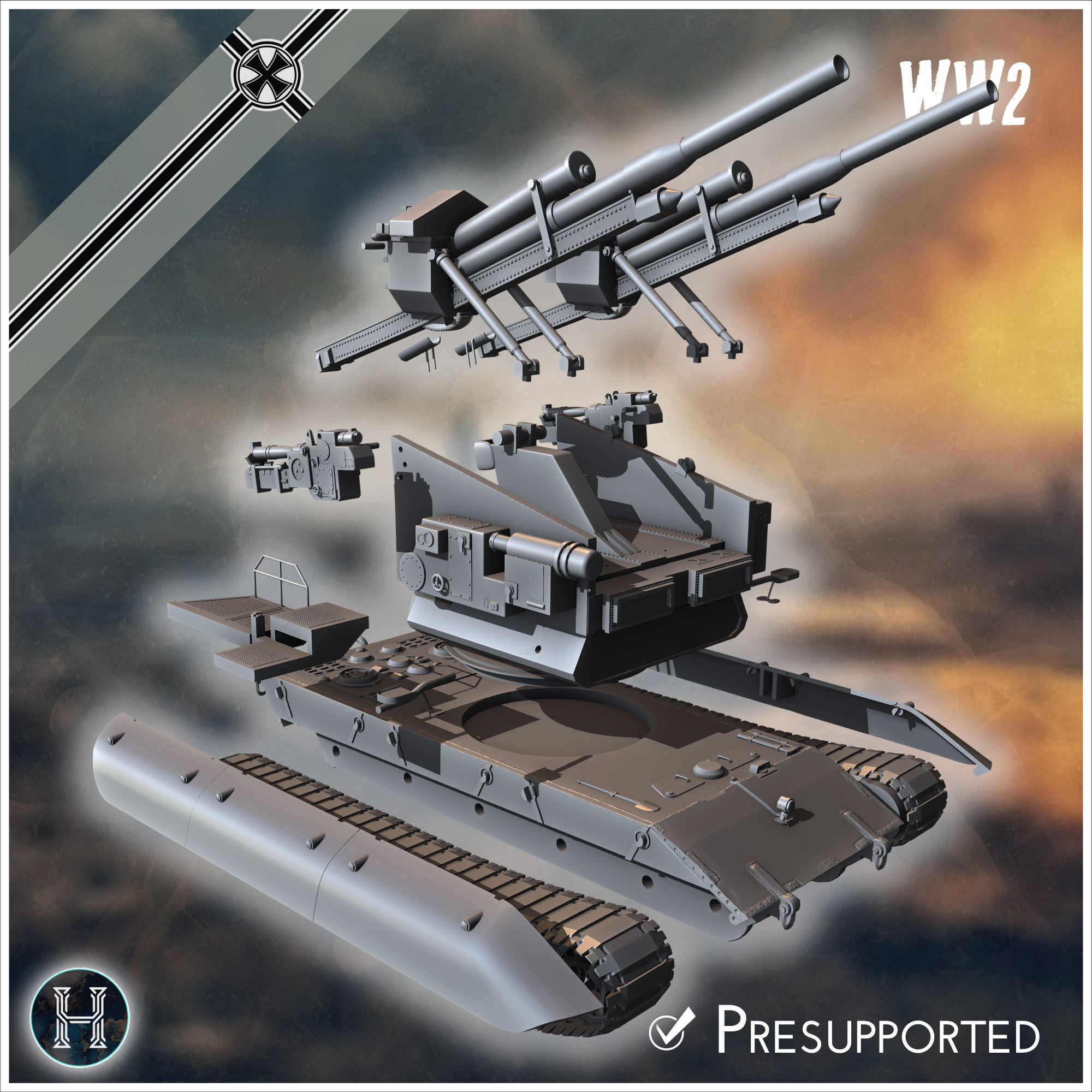 🪖 E-100 Waffenträger Flakzwilling 40 128mm Entwicklung self-propelled ...