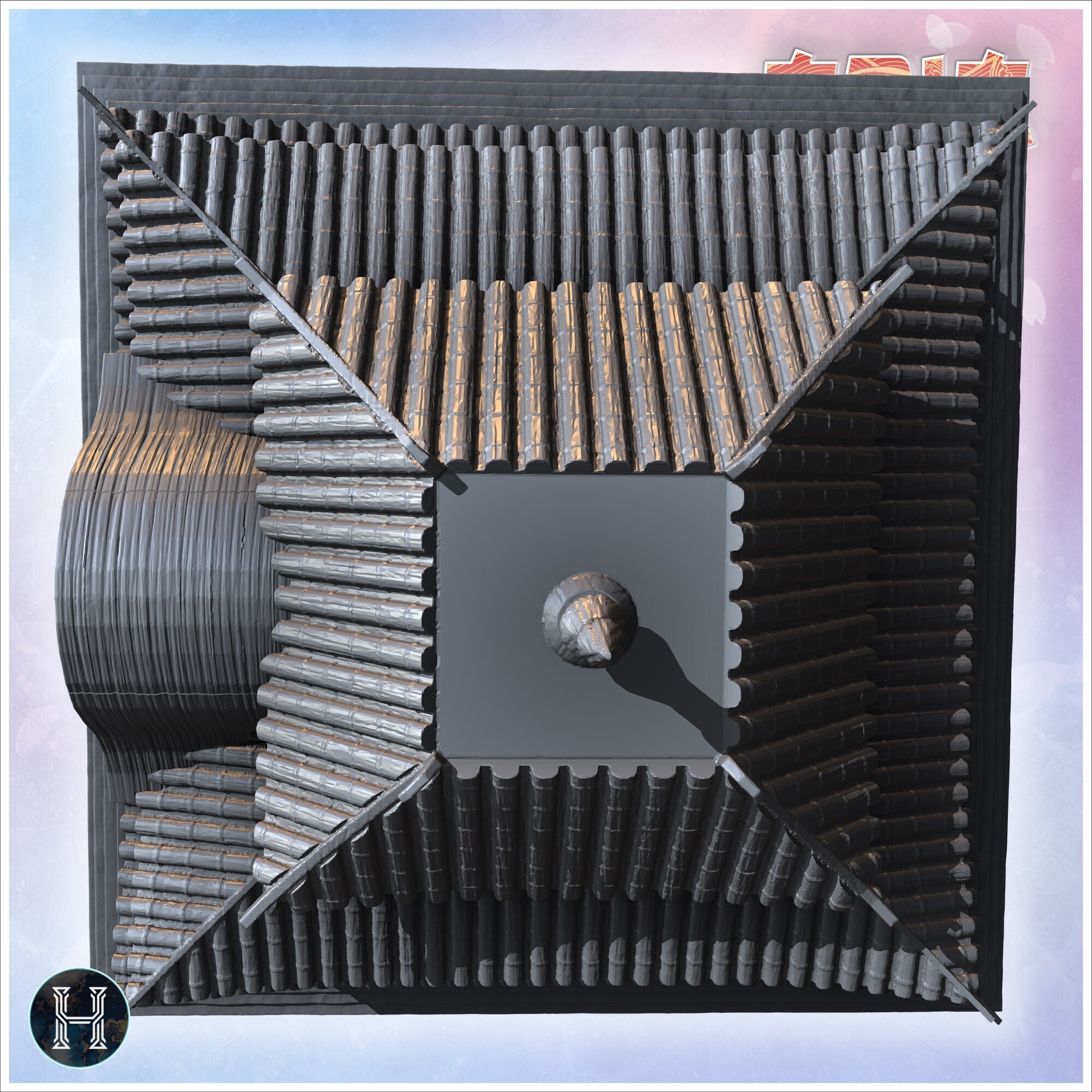 🕍 Large Asian temple with multiple curved roofs, decorative columns ...